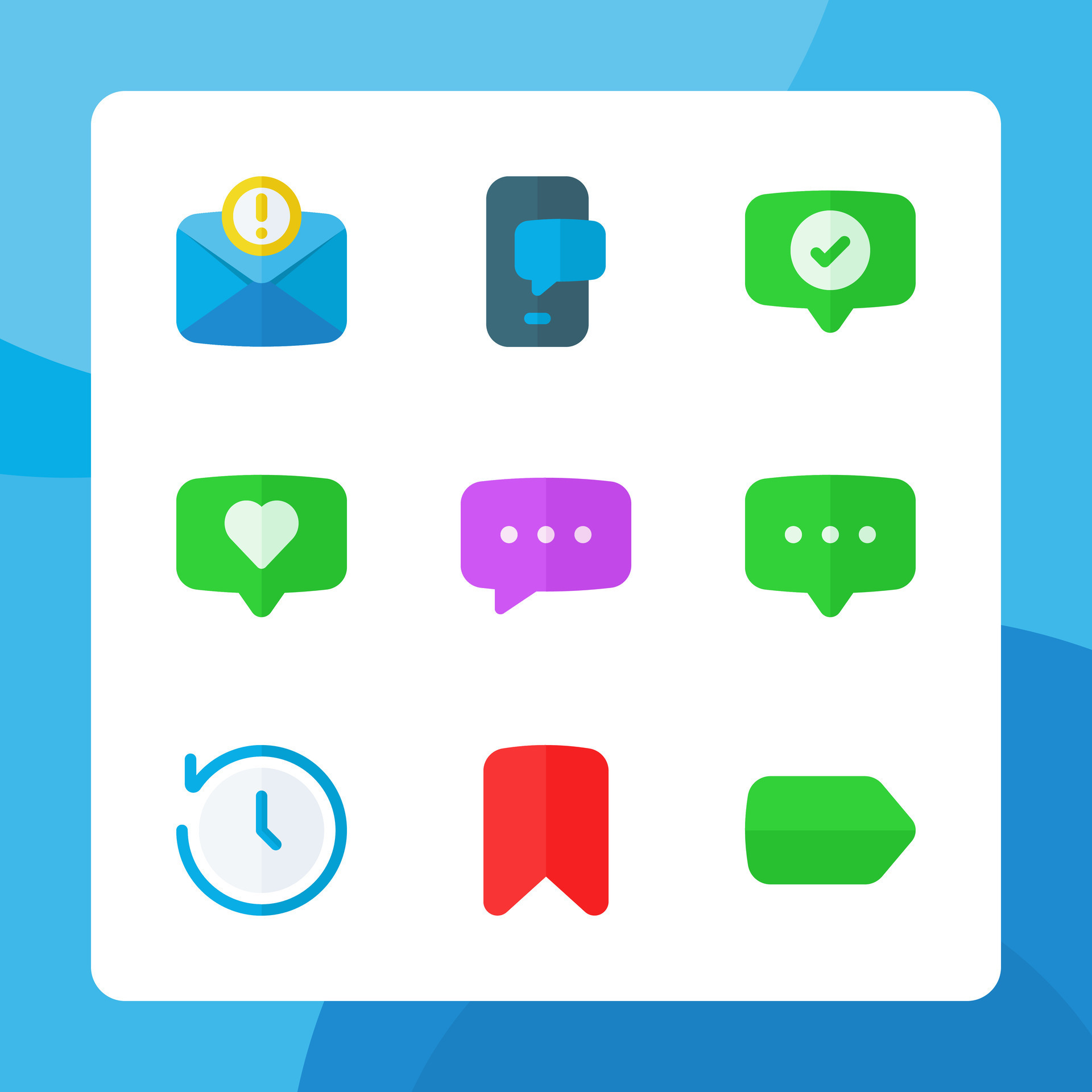 Message icons in flat style, for ui ux design, website icons, interface and business. Including ...