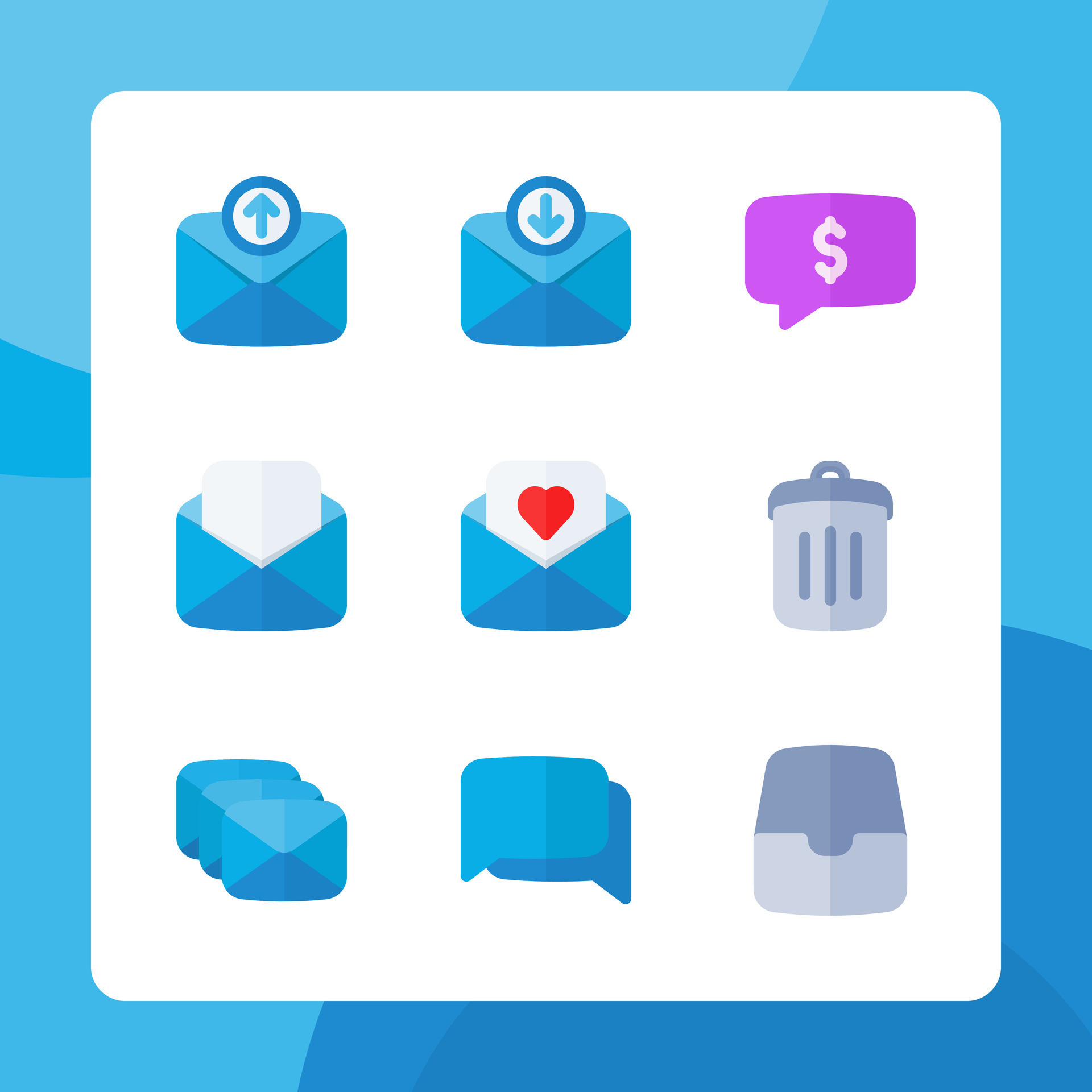 Message icons vector flat style, for ui ux design, website icons ...