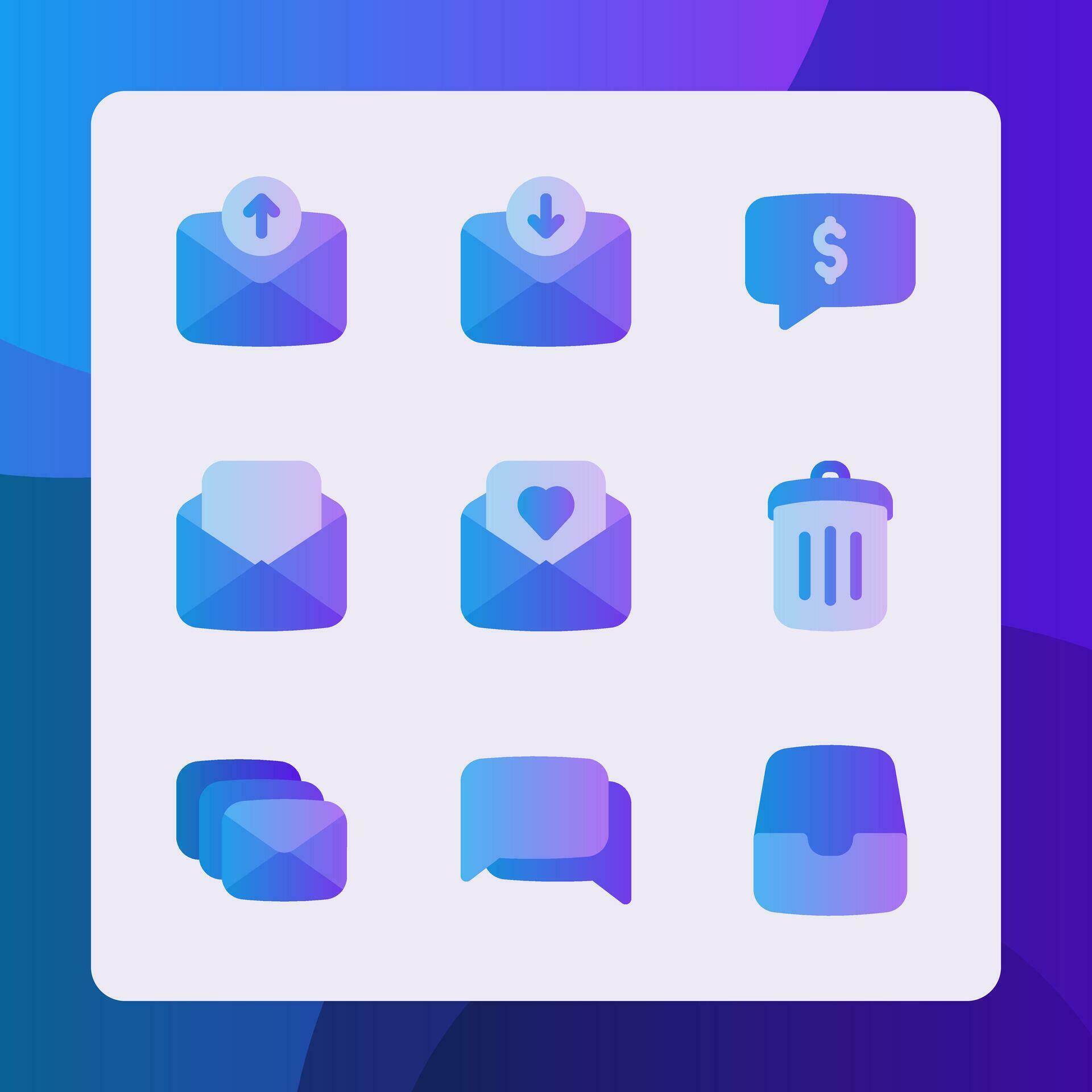 Message icons vector gradient style, for ui ux design, website icons, interface and business ...