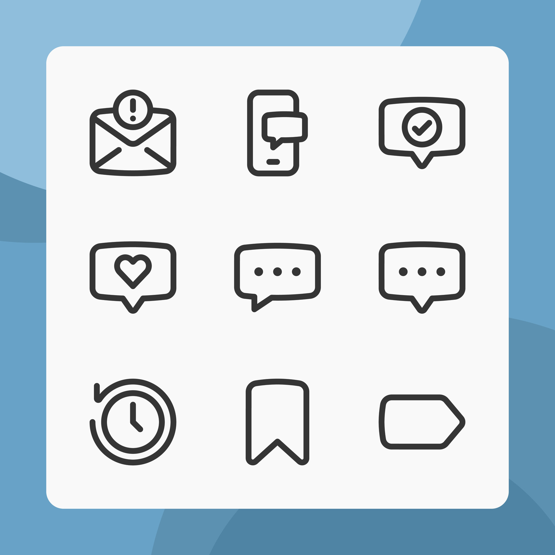 Message icons in line style, for ui ux design, website icons, interface ...