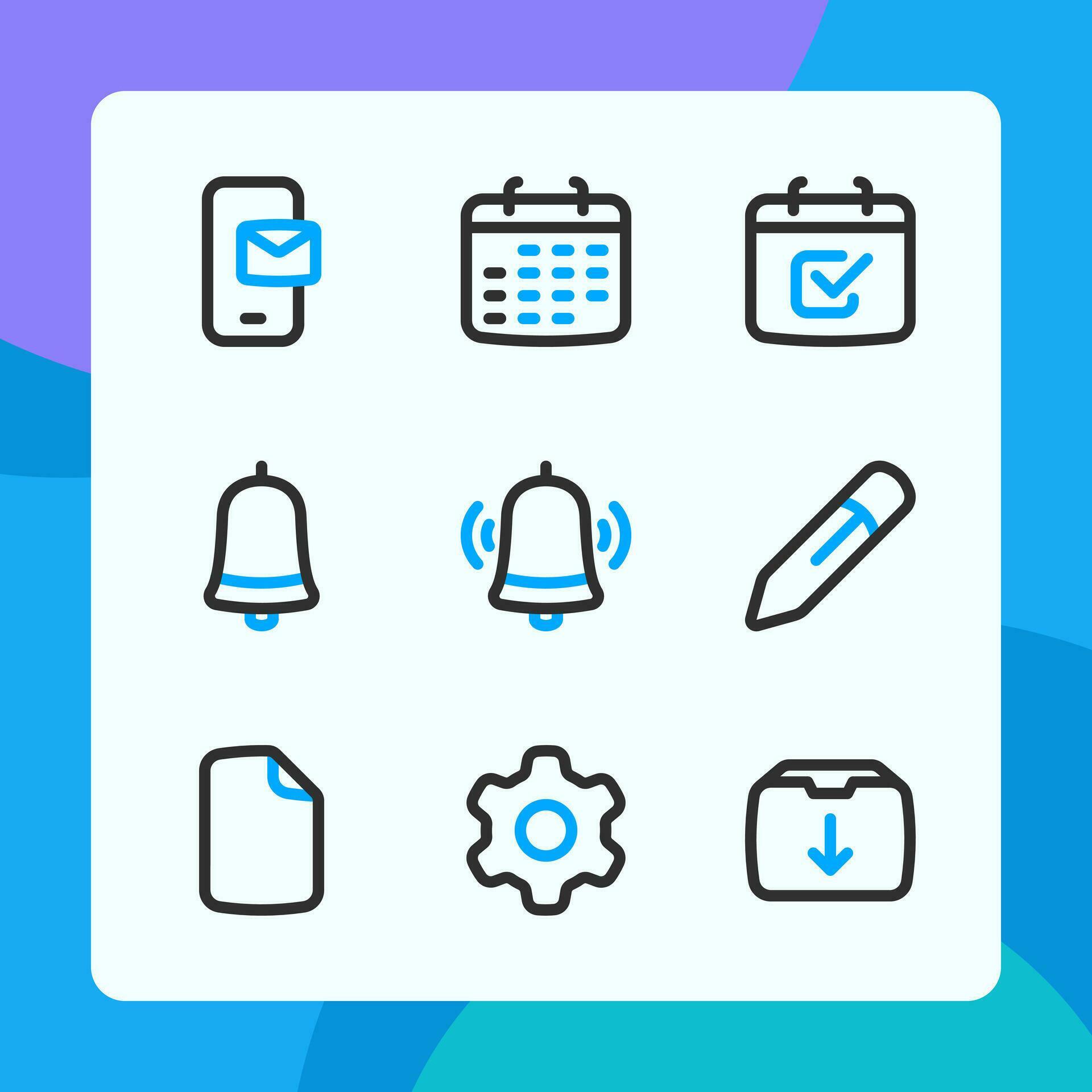 Essential icons in dual tone style, for ui ux design, website icons ...