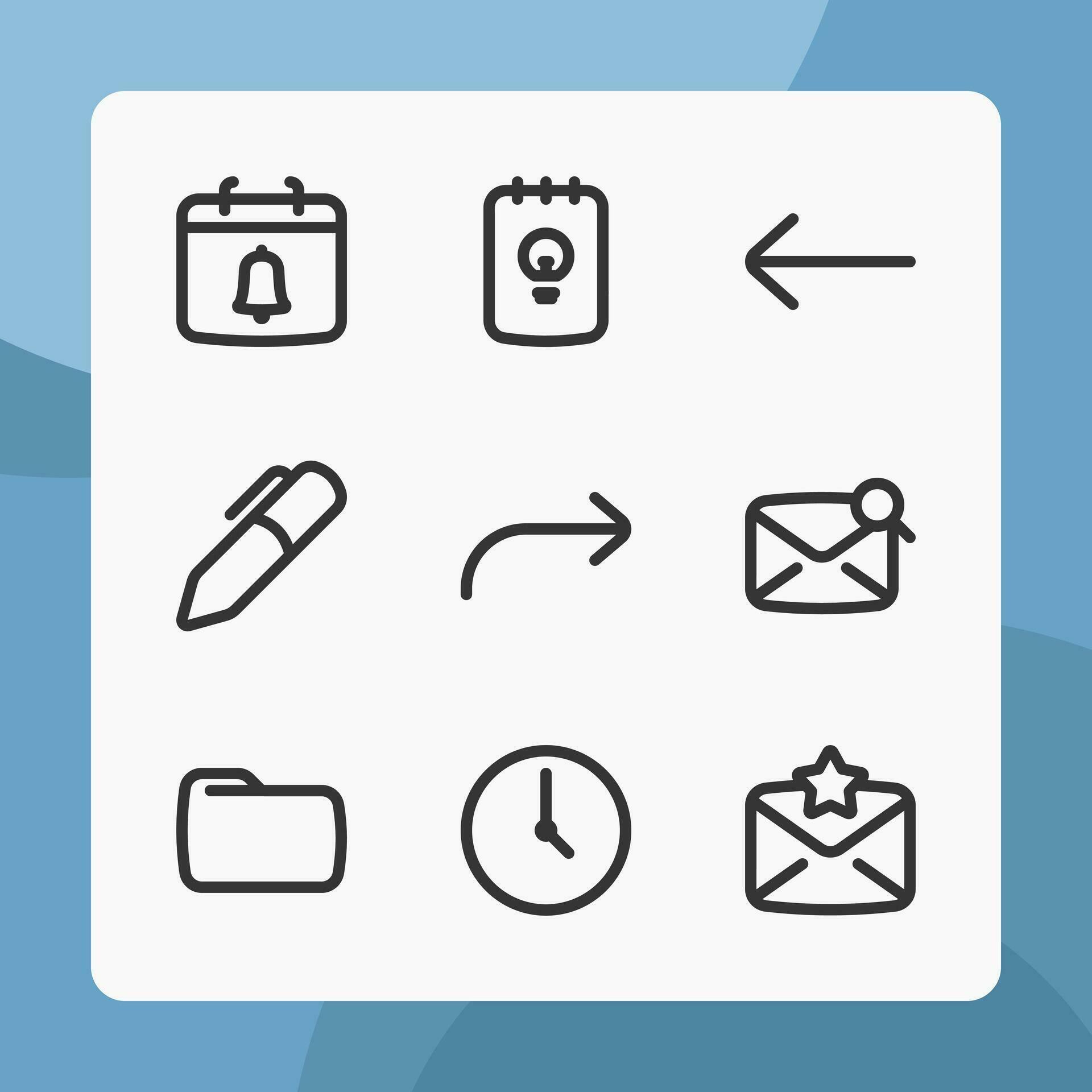 Essential icons in line style, for ui ux design, website icons, interface and business ...