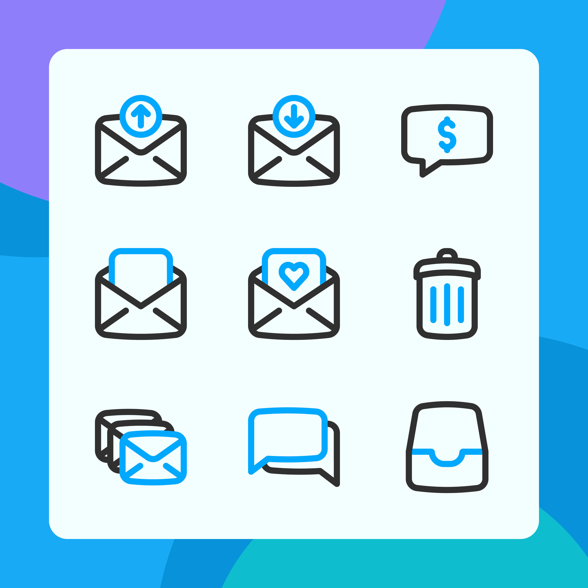 Message icons vector dual tone style, for ui ux design, website icons ...