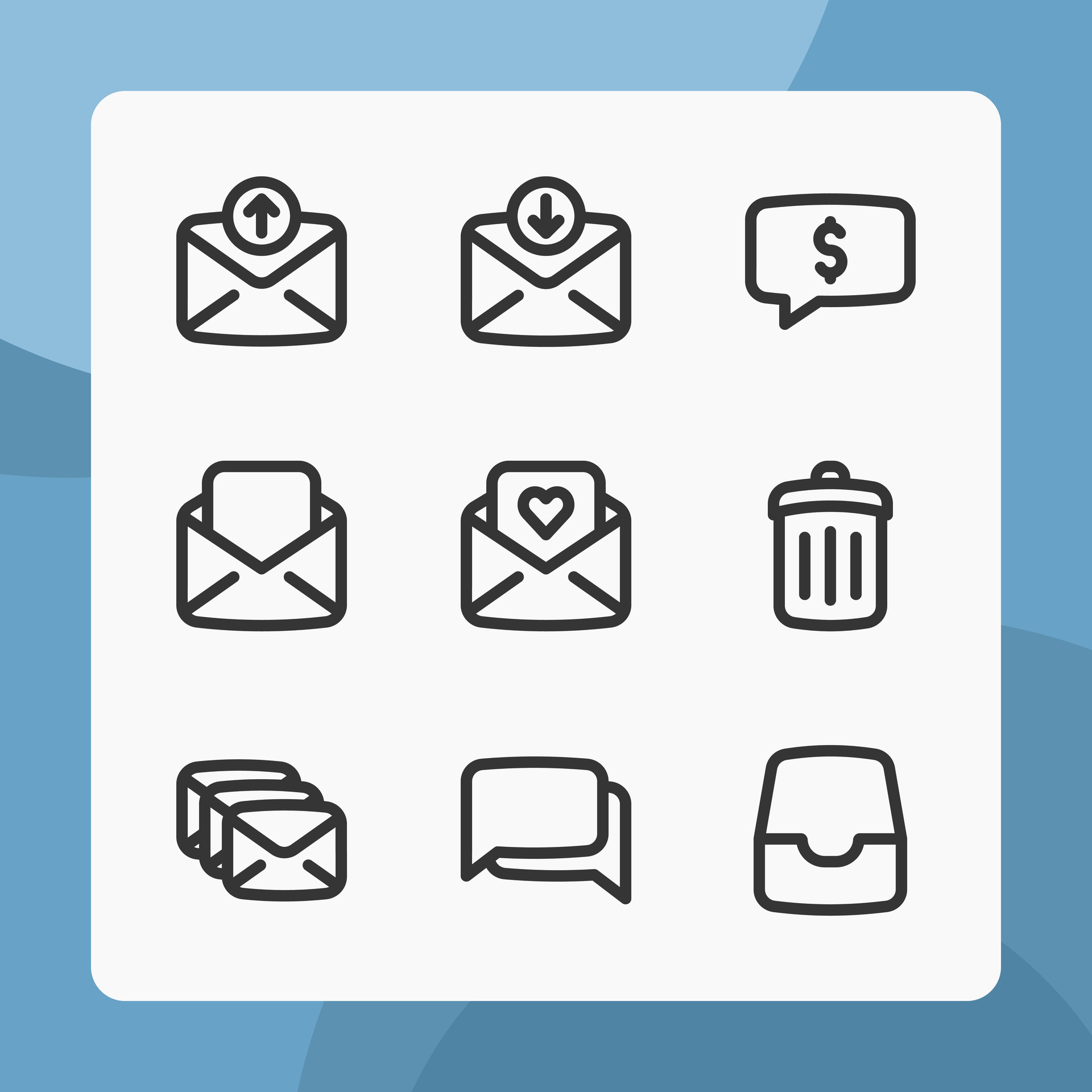 Message icons vector line style, for ui ux design, website icons ...