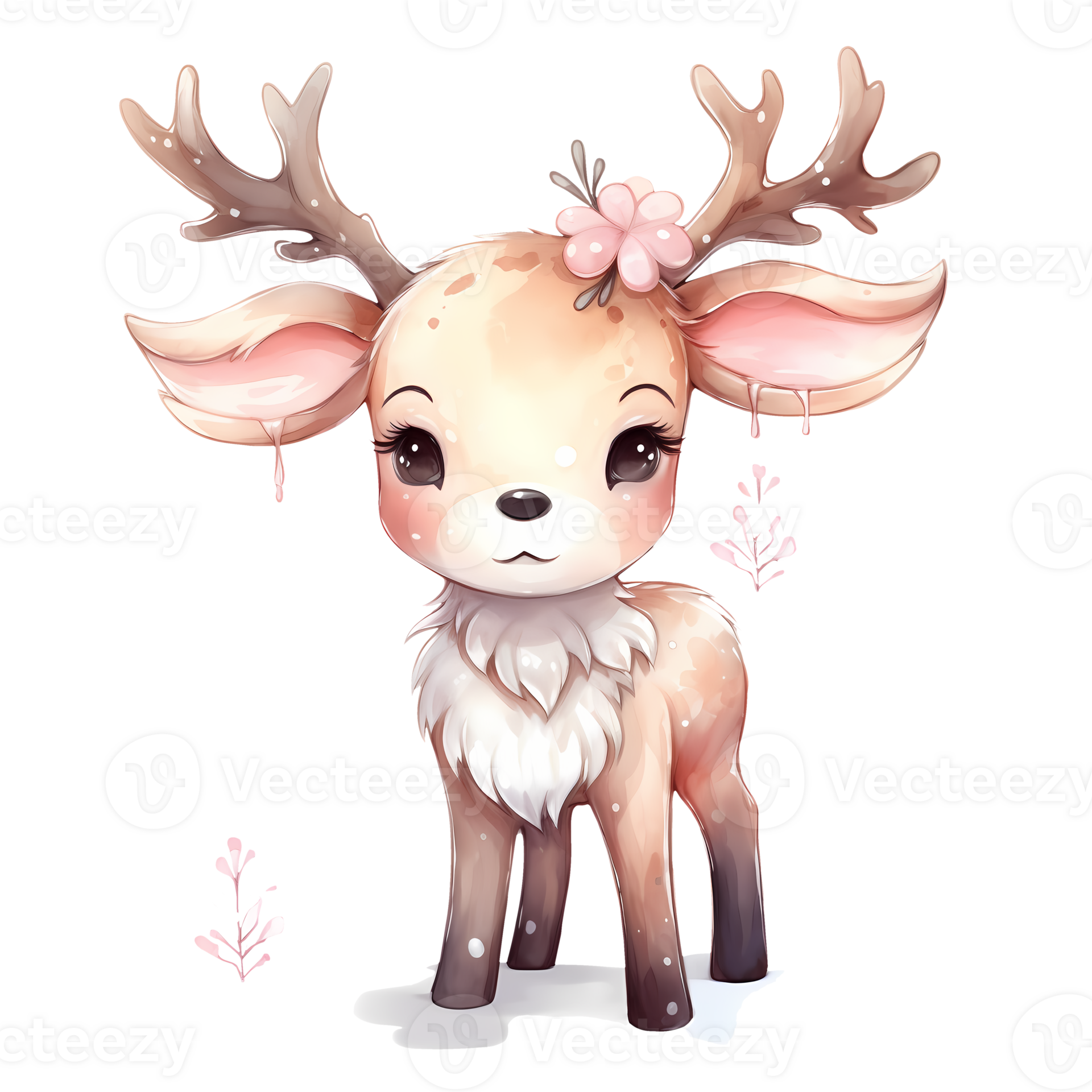 Watercolour Reindeer Christmas Clipart Illustration Ai Generative