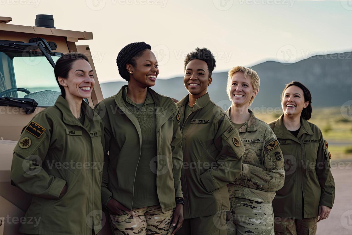 Group of military women standing together. Generative Ai 31177430 Stock ...