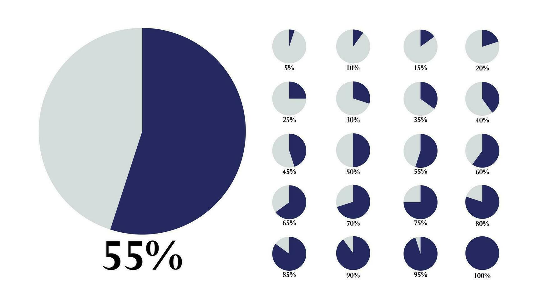 Set Of Circle Percentage Diagrams For Infographics, 10 15, 43% OFF