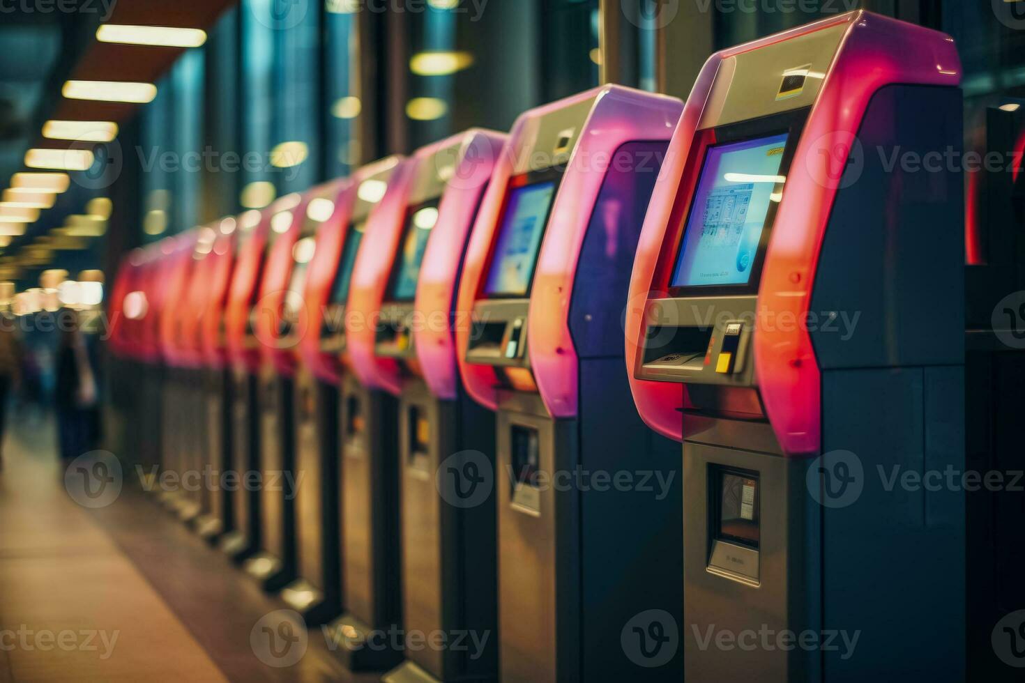Close ups of train ticket machines and digital displays 31203738 Stock ...
