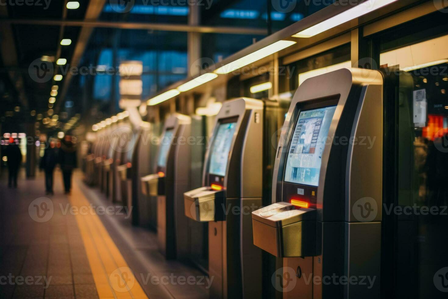 Close ups of train ticket machines and digital displays 31203795 Stock ...