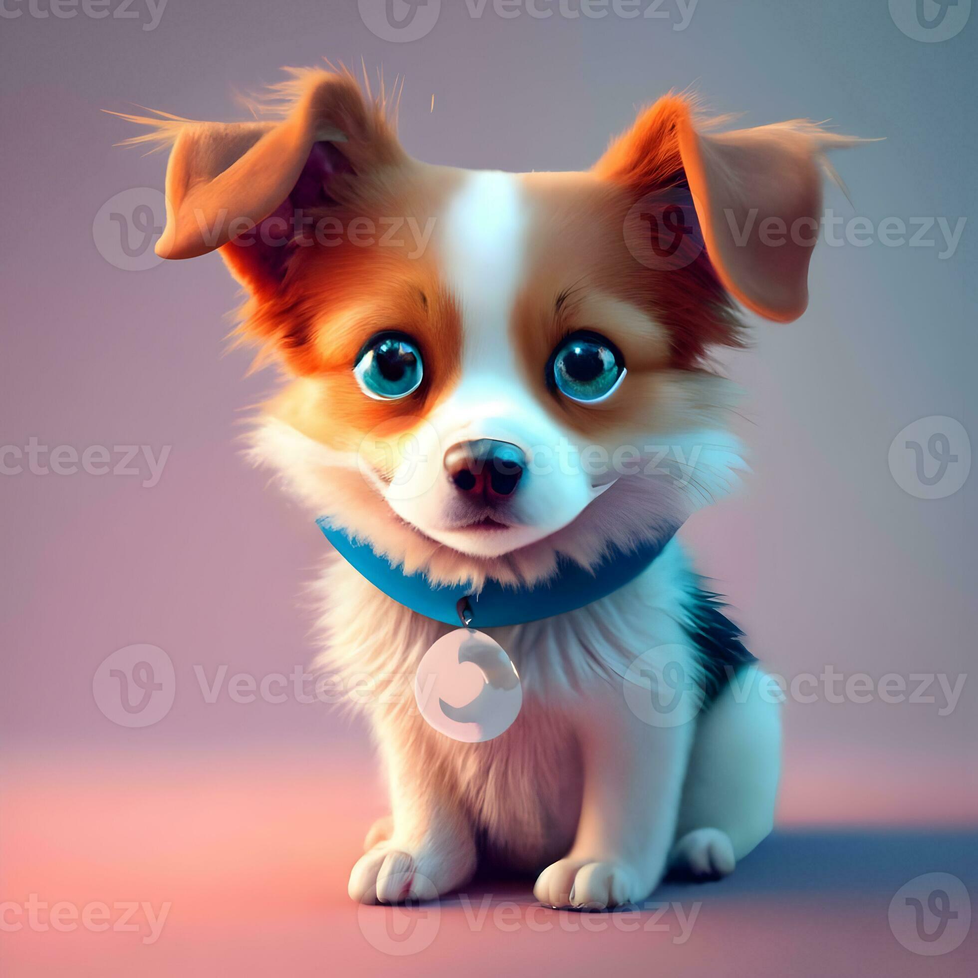 3D cute cartoon character of a fluffy, adventurous puppy for a web ... 3D cute cartoon character of a fluffy, adventurous puppy for a web ...