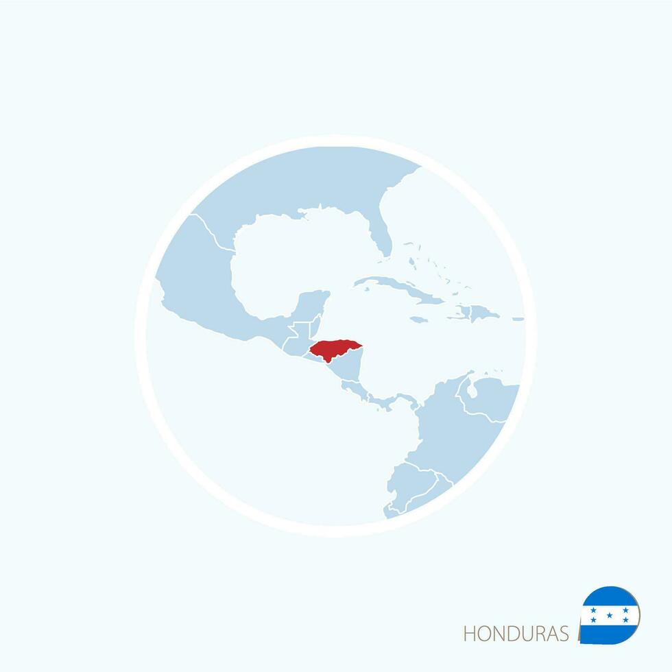 Map Icon Of Honduras Blue Map Of Central America With Highlighted Honduras In Red Color