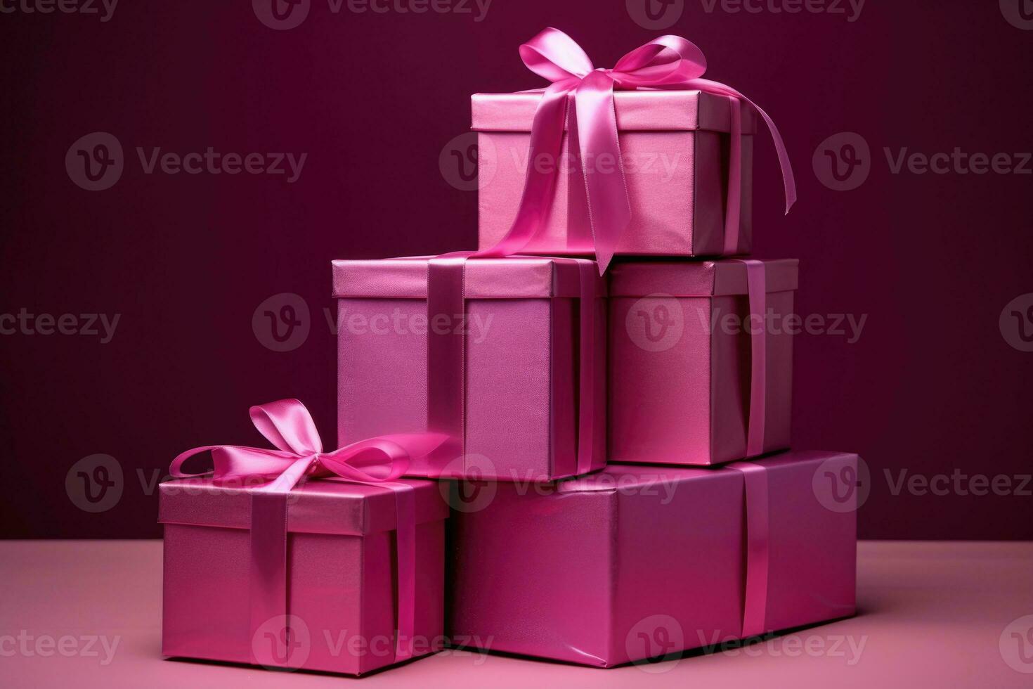 Set of pink gift boxes with ribbons. AI Generated 31218873 Stock Photo at Vecteezy