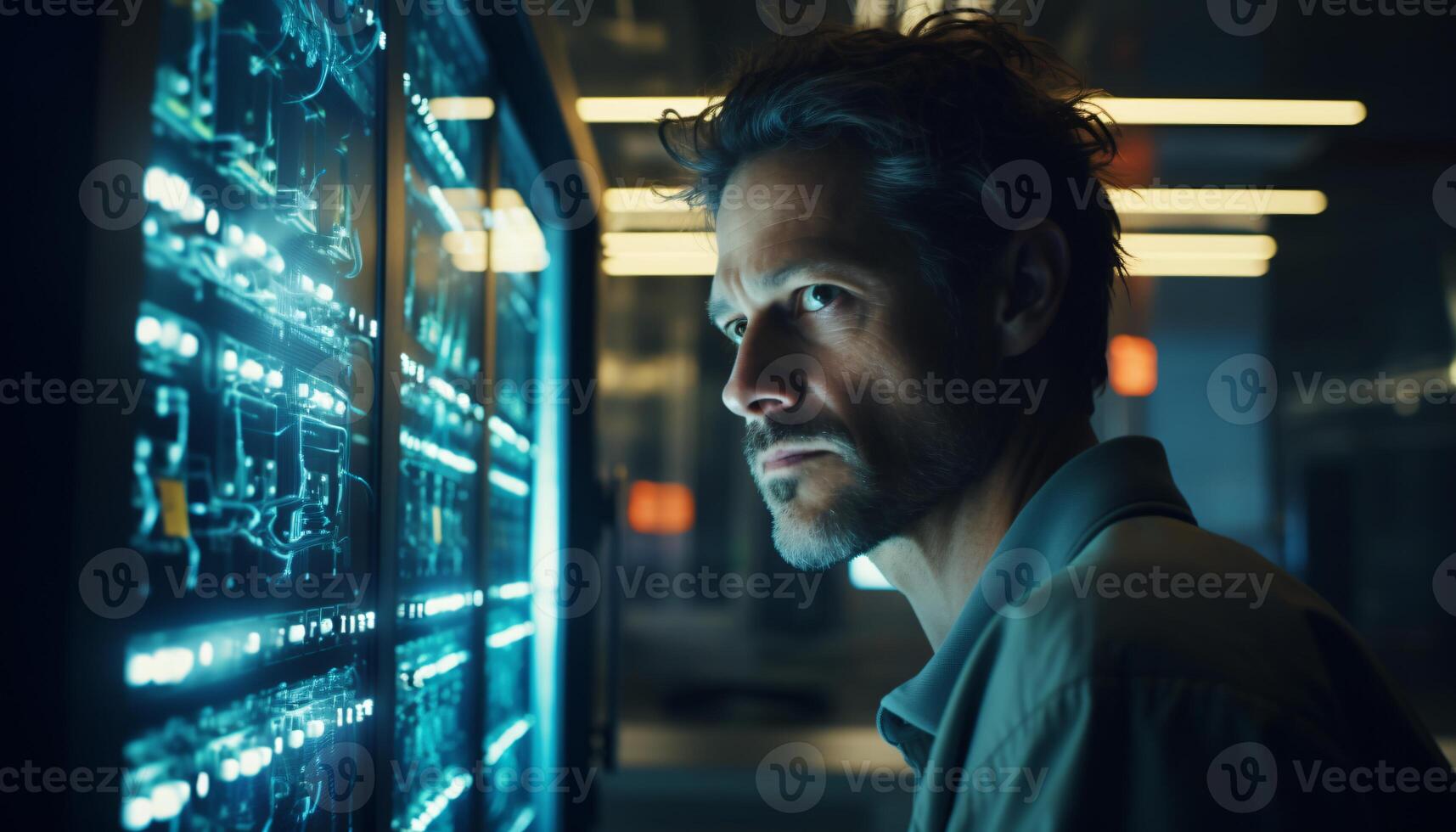 A man working on a computer screen AI Generated 31226628 Stock Photo at ...