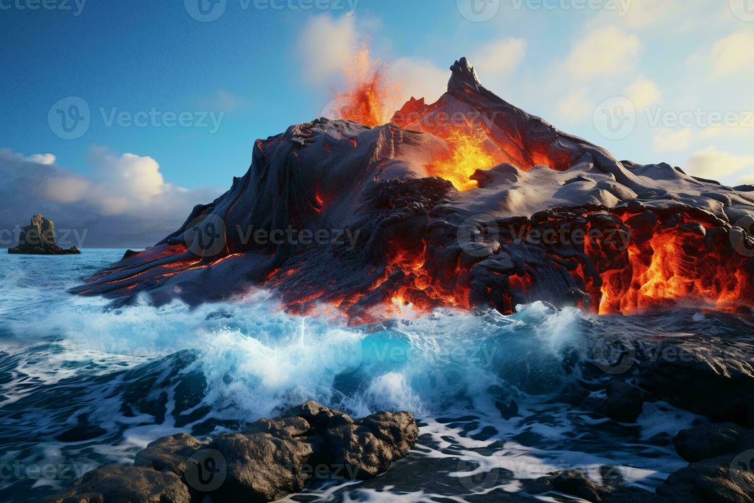 A volcano erupting with flowing lava AI Generated 31227491 Stock Photo ...