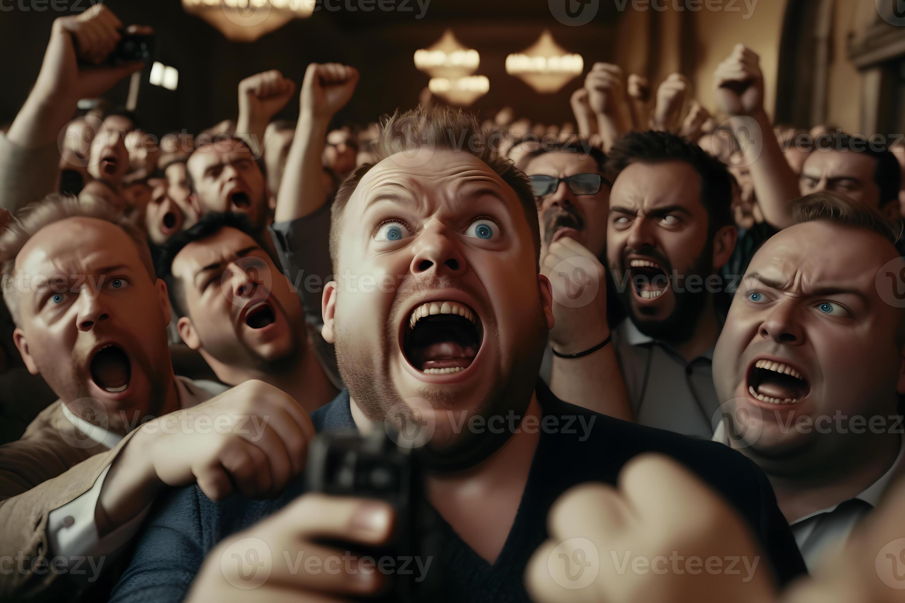 Crowd of panicking people. People scream in fear. Neural network AI generated 31231901 Stock ...