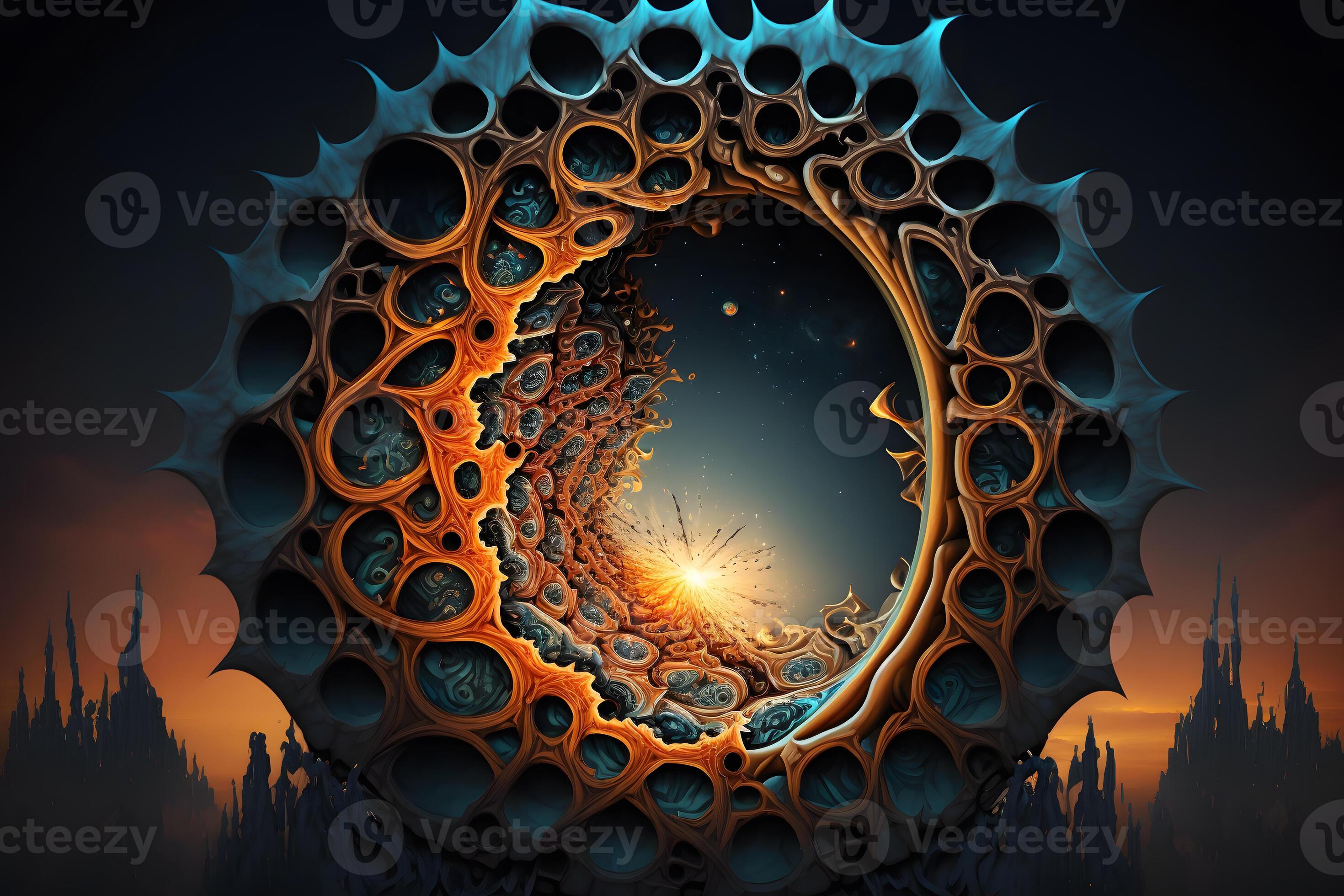 Fractal Volumetric Abstraction Background Neural Network Ai Generated