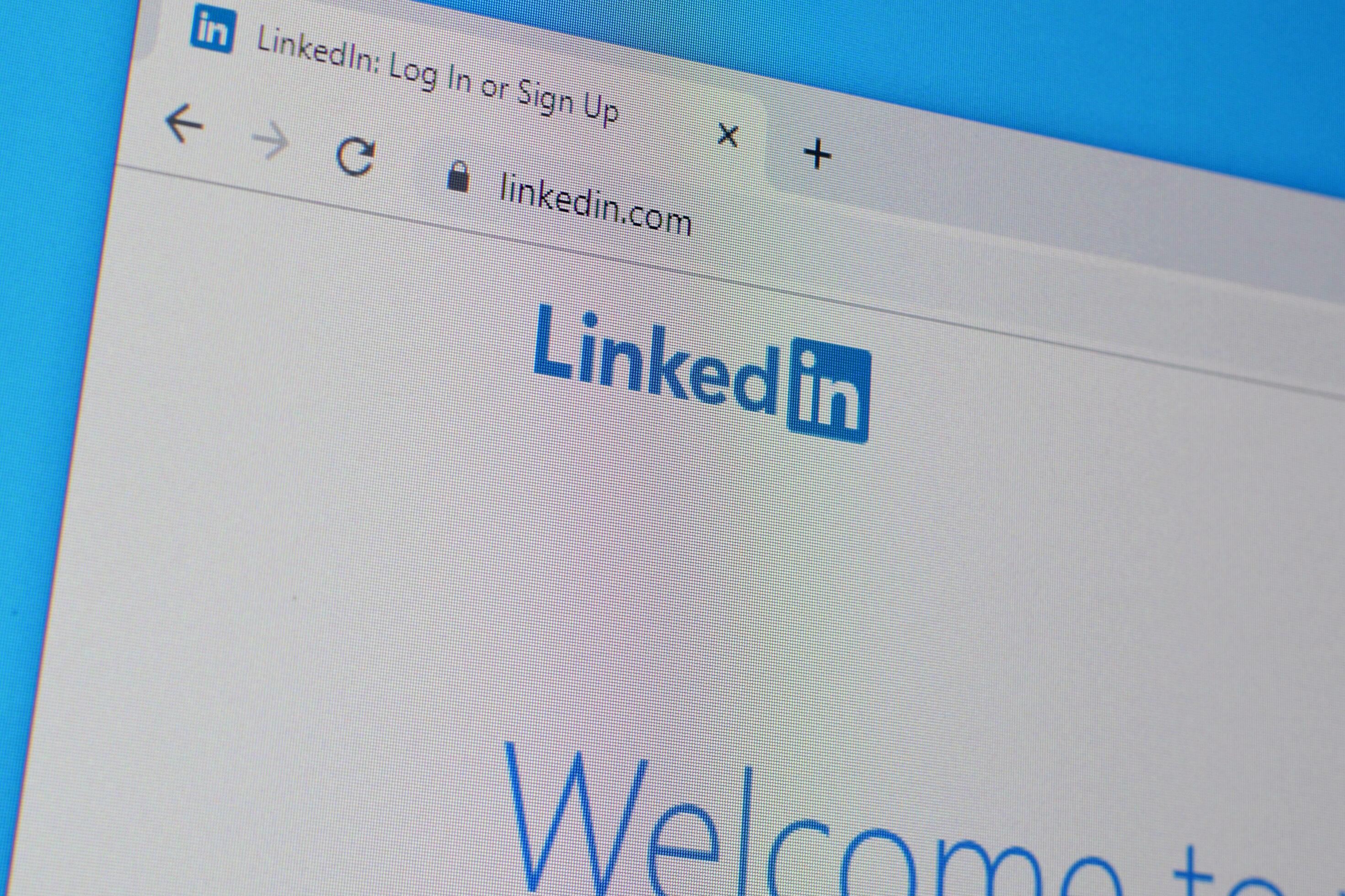 Homepage of linkedin website on the display of PC, url - linkedin.com ...