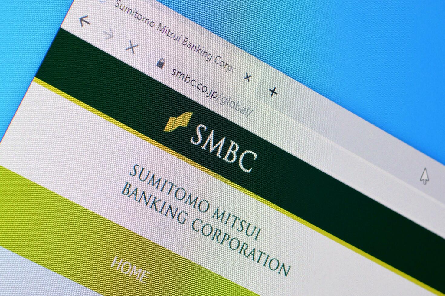 Homepage of smbc website on the display of PC, url - smbc.co.jp. 31235718 Stock Photo at Vecteezy