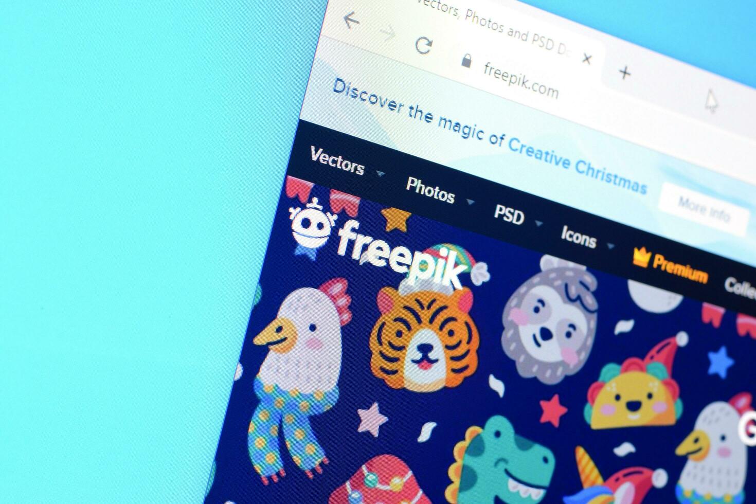 Homepage of freepik website on the display of PC, url - freepik.com ...