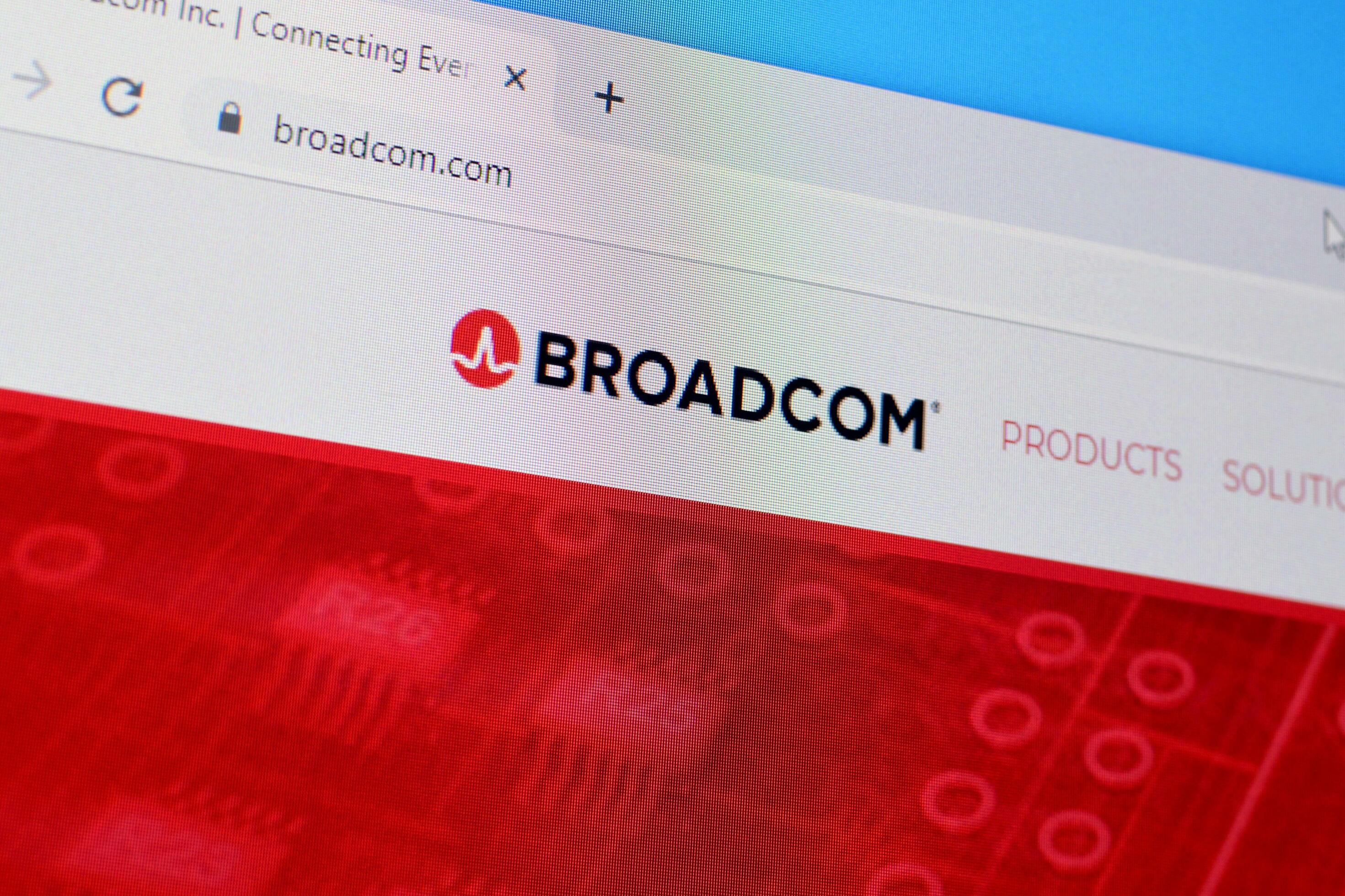 Homepage of broadcom website on the display of PC, url - broadcom.com ...
