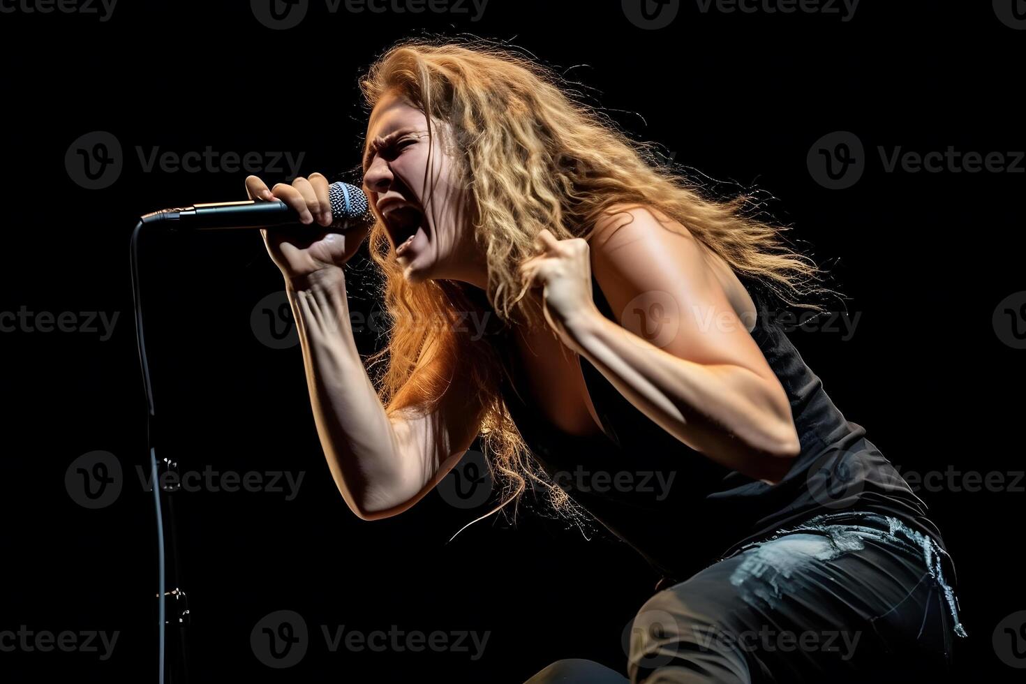 metal girl yells into a microphone. Neural network AI generated ... metal girl yells into a microphone. Neural network AI generated ...