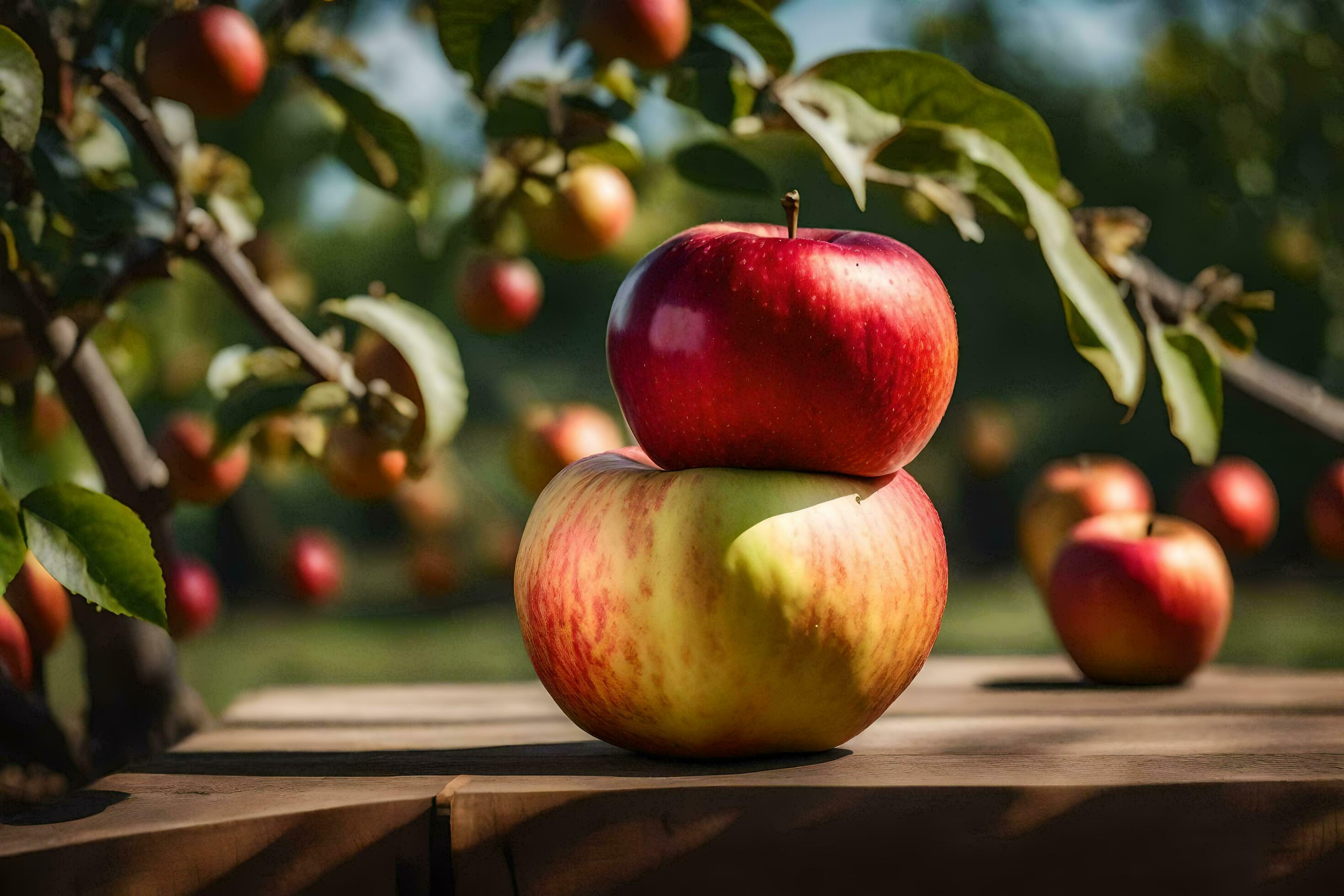 apples stacked on top of each other in an apple tree. AI-Generated ...