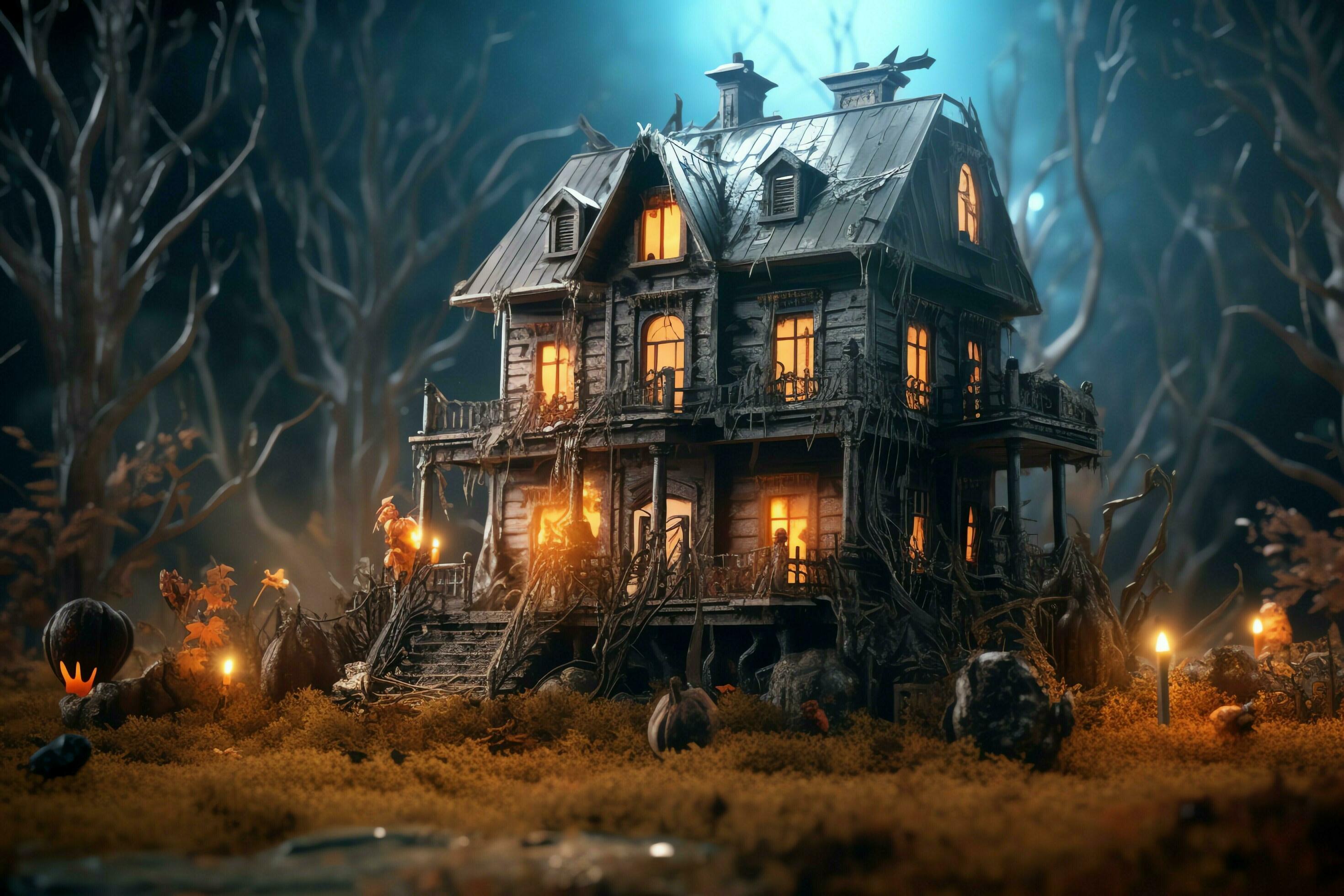 Haunted house on halloween celebration concept. Spooky house halloween ...