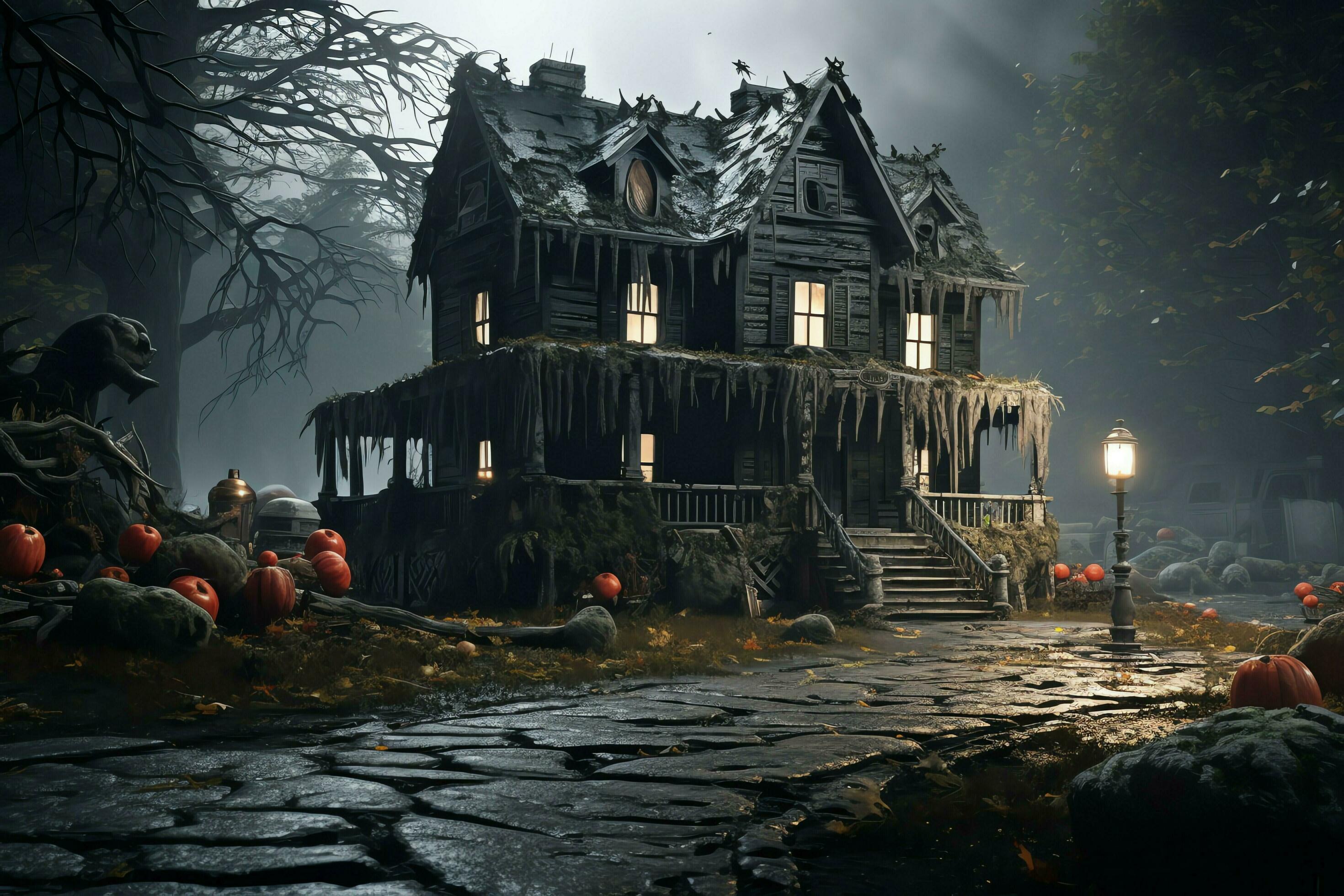 Haunted house on halloween celebration concept. Spooky house halloween ...
