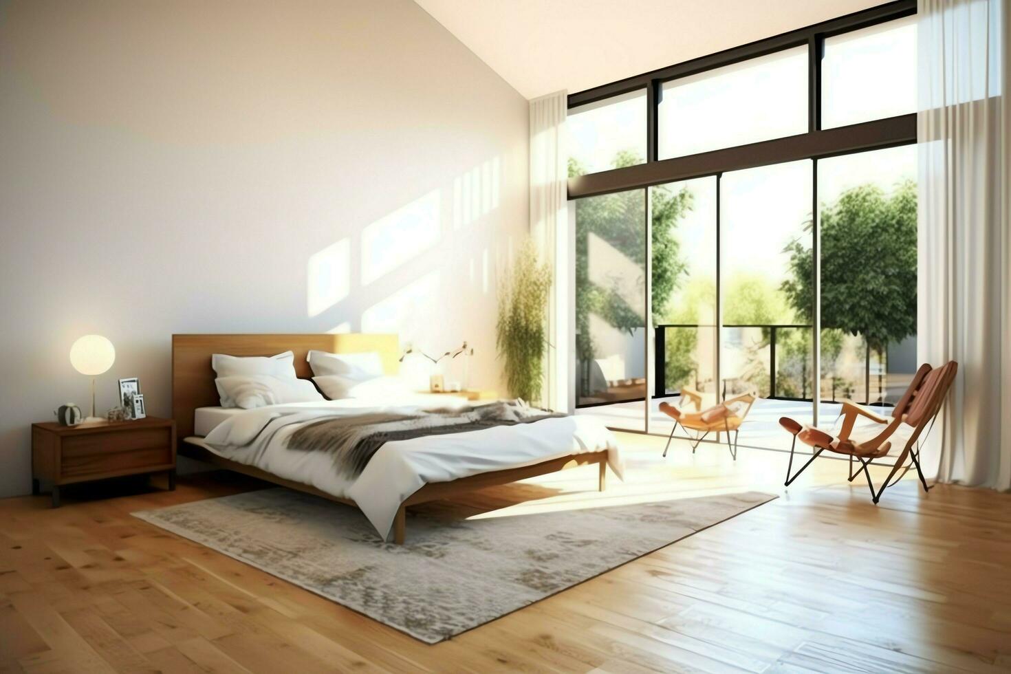 Modern Bedroom Interior Design In Apartment Or House With Furniture Luxury Bedroom Scandinavian
