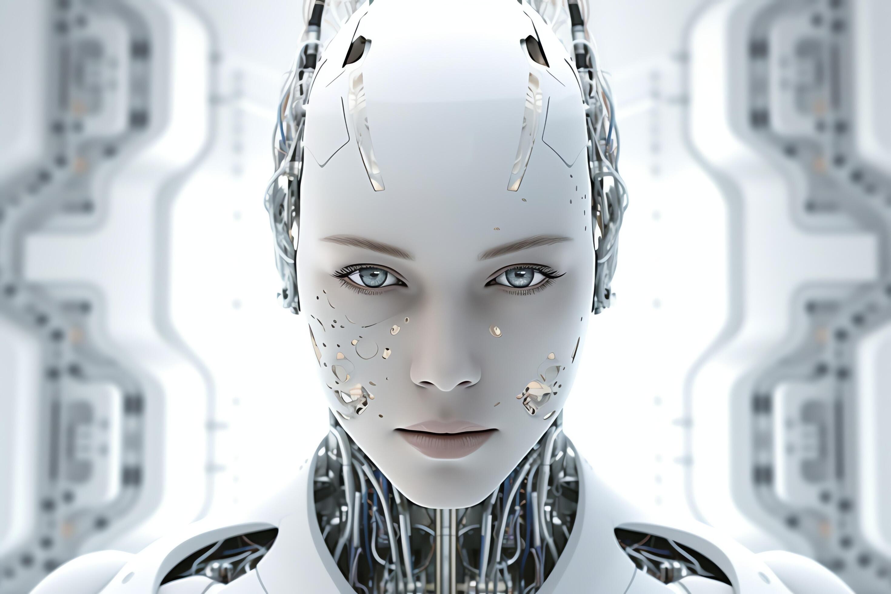 3D rendering technology robotics data analytics or futuristic cyborg with artificial ...