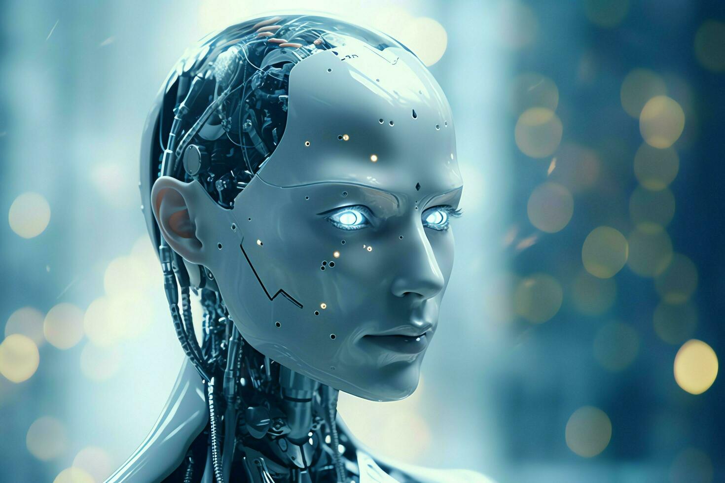 3D rendering technology robotics data analytics or futuristic cyborg with artificial ...