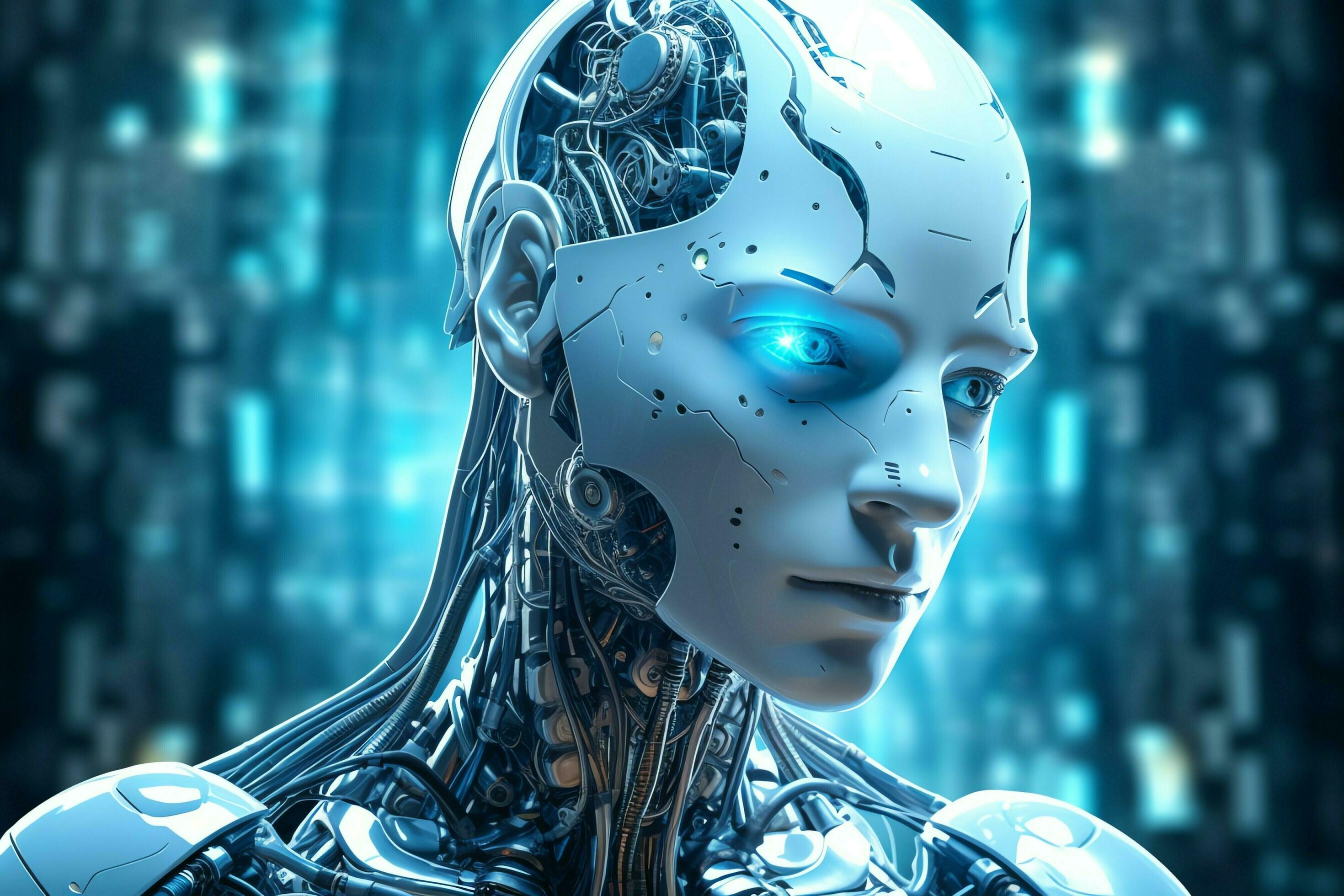 3D rendering technology robotics data analytics or futuristic cyborg with artificial ...