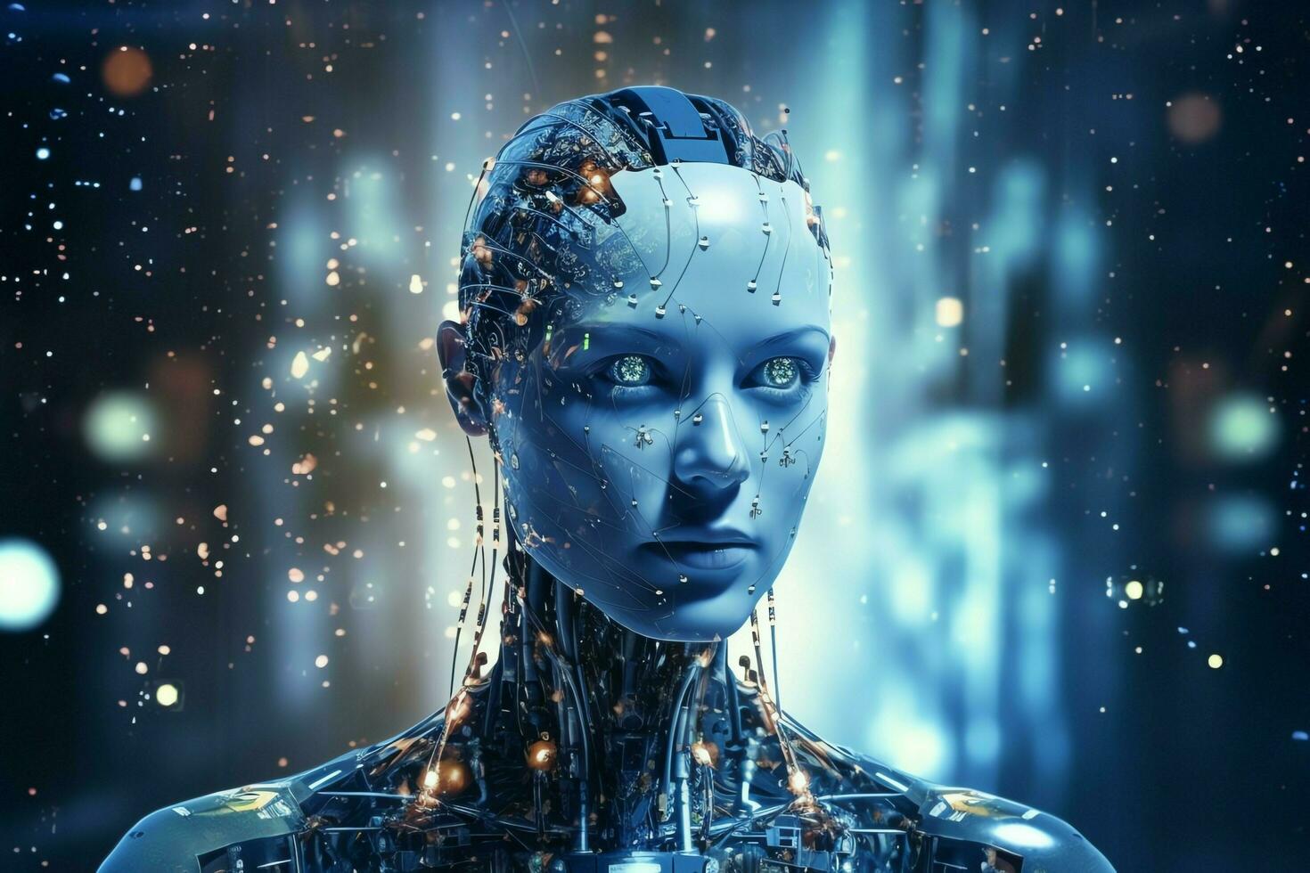 3D rendering technology robotics data analytics or futuristic cyborg with artificial ...