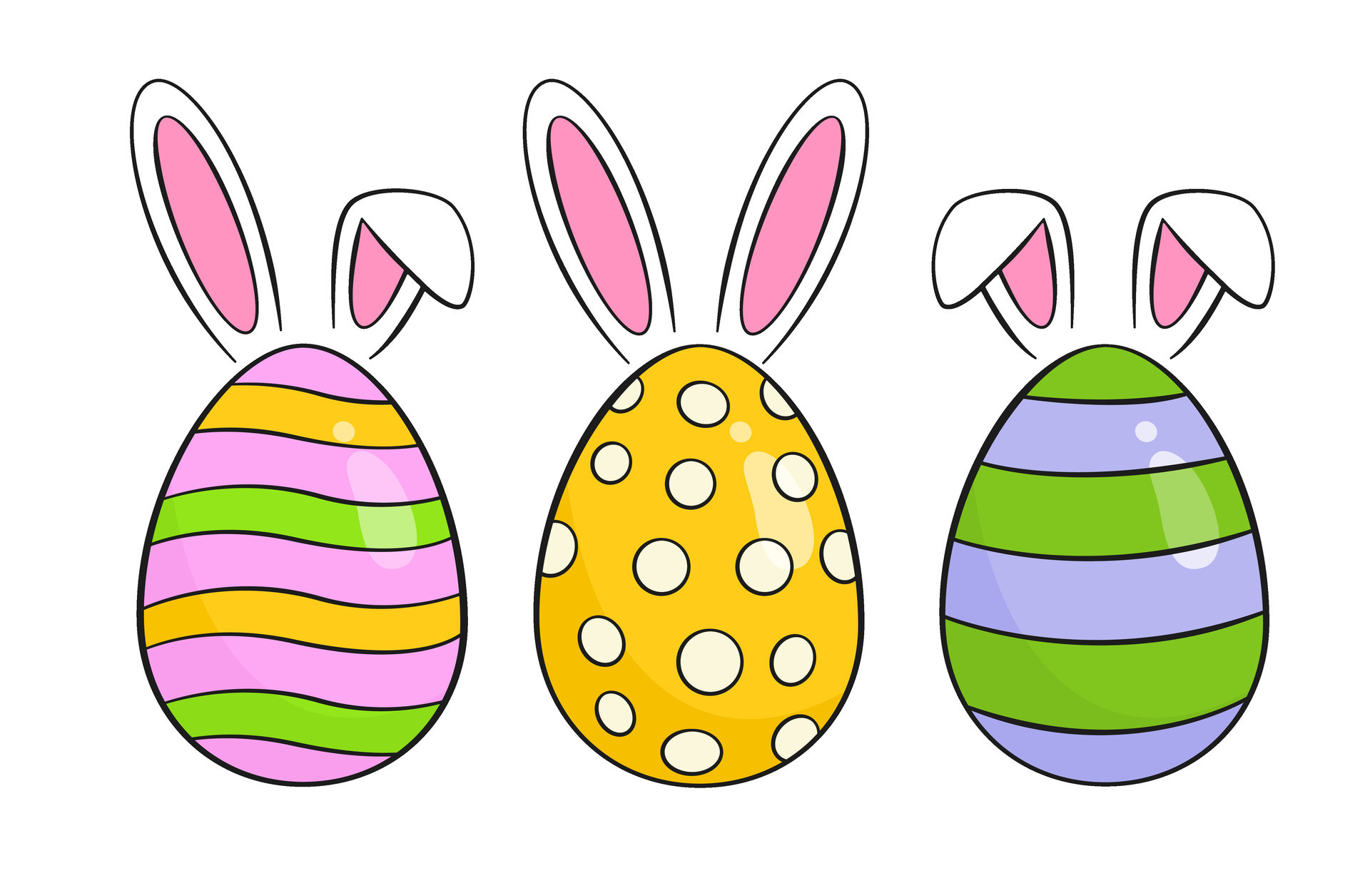 Set Of Colorful Easter Eggs With Bunny Ears 31380785 Vector Art At Vecteezy