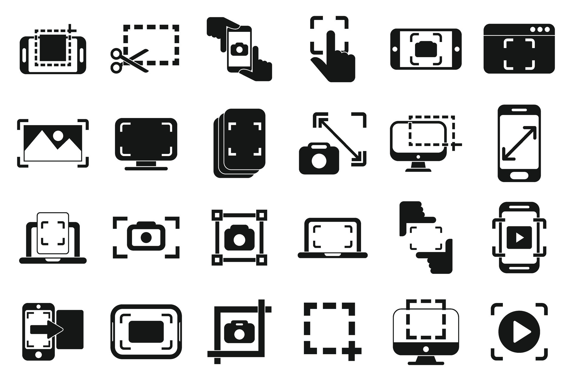 Screenshot icons set simple vector. Take app 31384112 Vector Art at Vecteezy