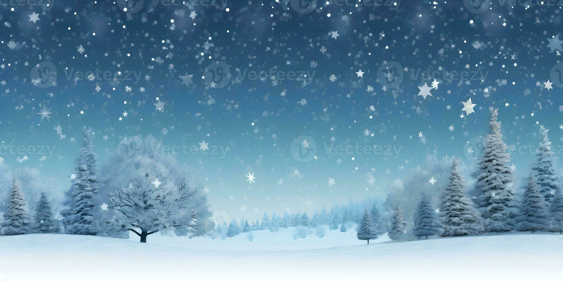 Christmas tree in falling snow winter landscape background, AI generate ...