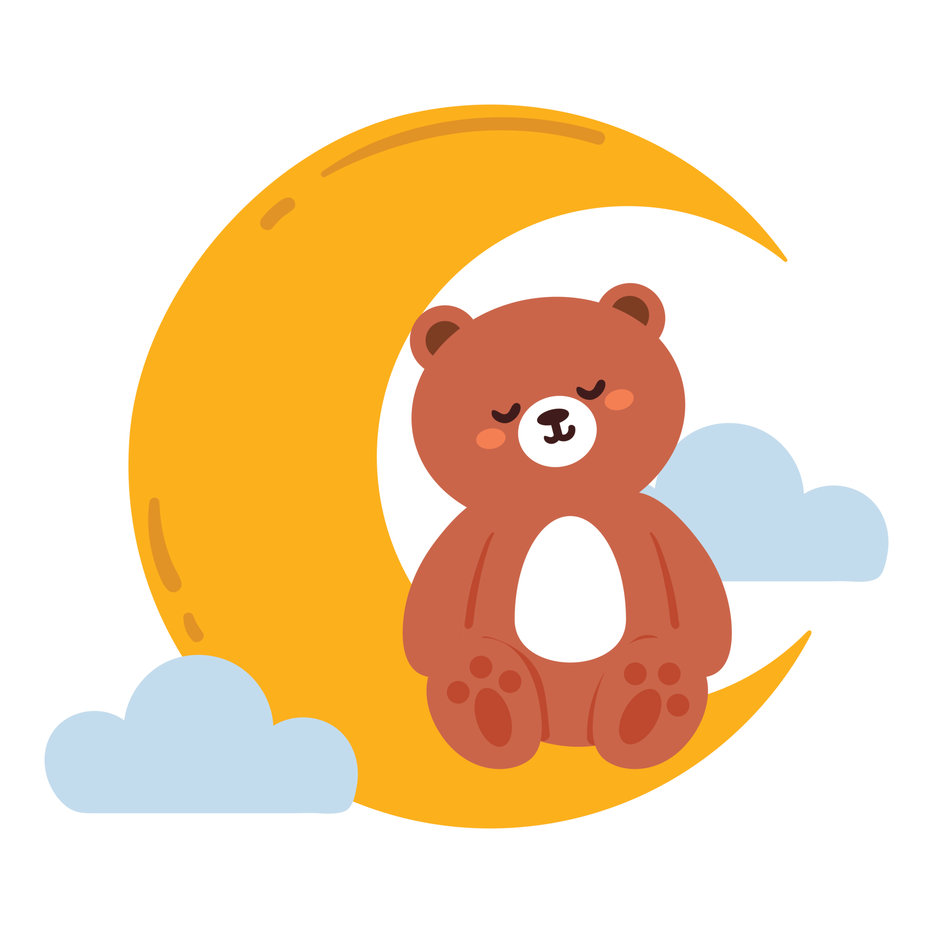 hand drawing cartoon bear with the moon. cute bear and sky element ...
