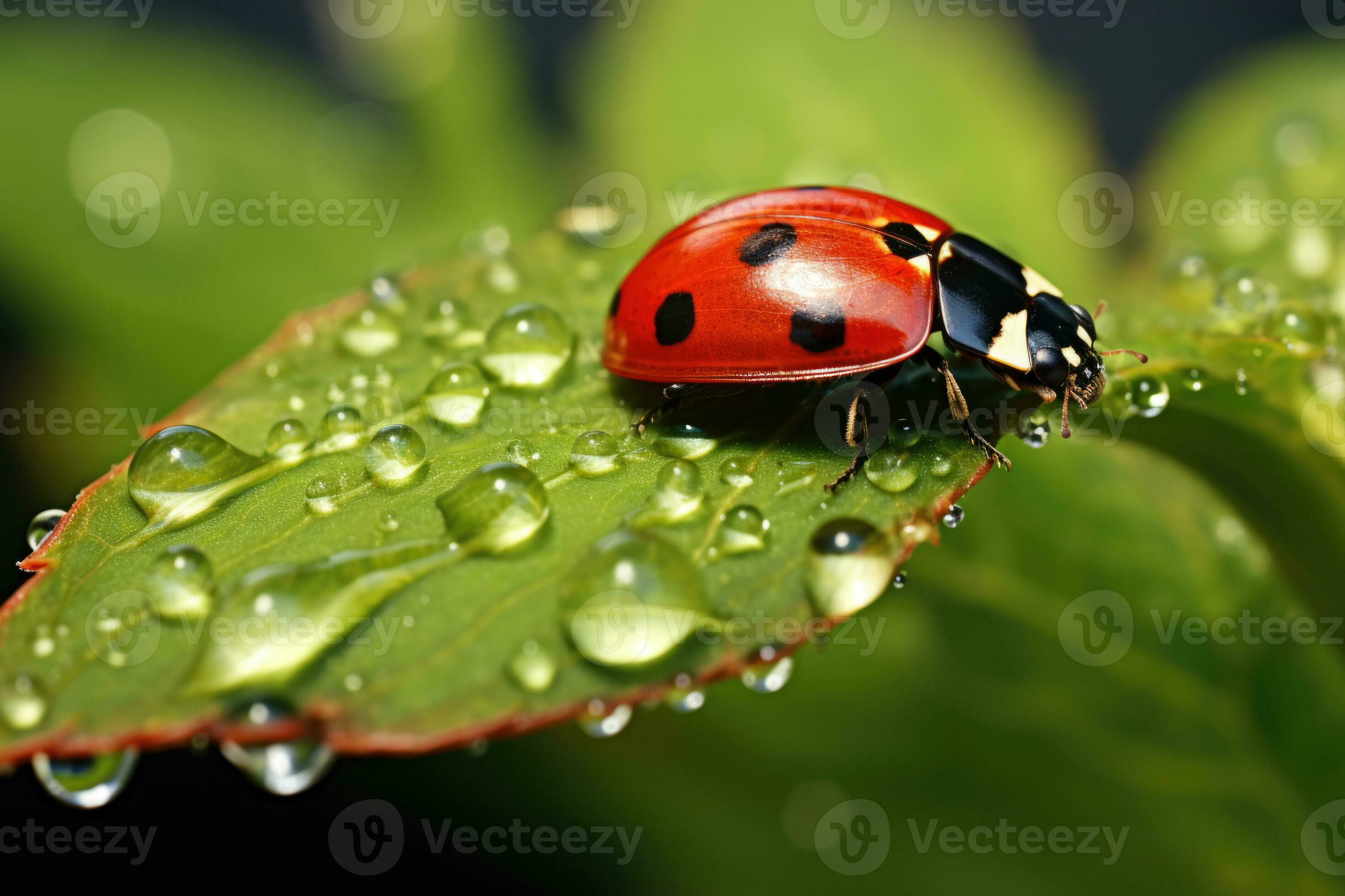 Insect Ladybug On The Street In Dewdrops Ai Generated 31394868 Stock