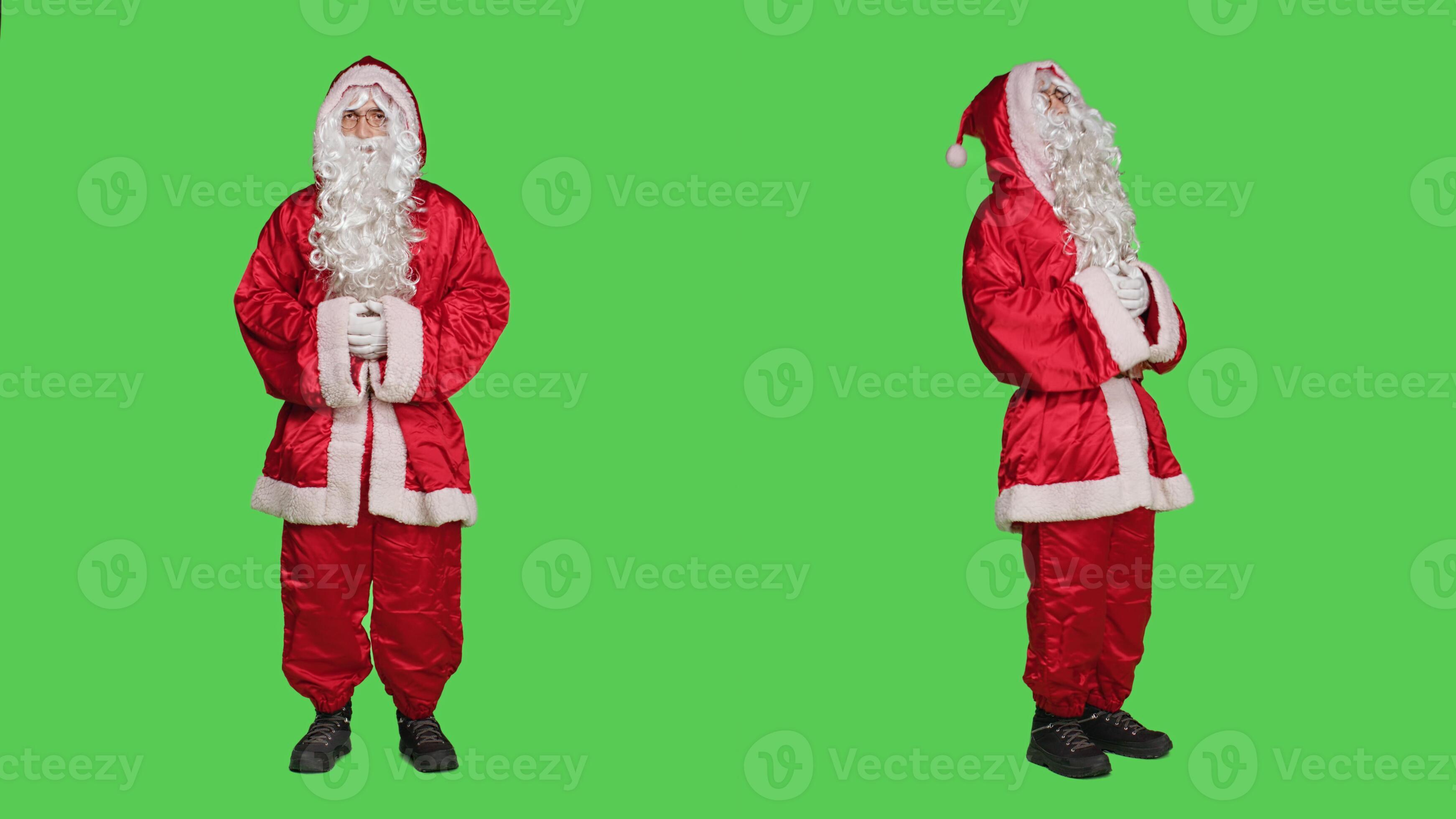 Saint nick person in festive red suit laughing over full body ... Saint nick person in festive red suit laughing over full body ...