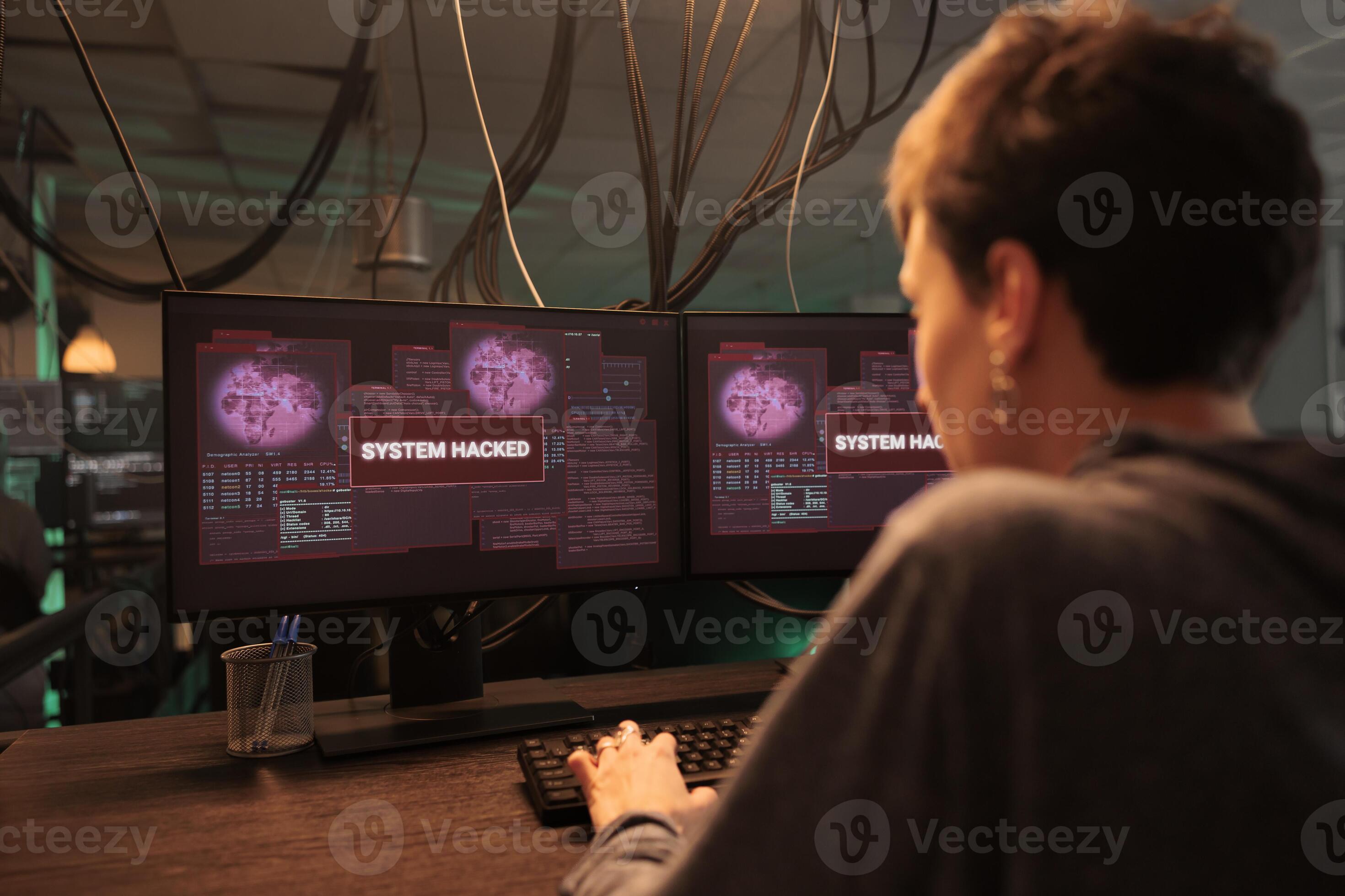 Hacker Cracking Password Getting Access To Computer System Stealing Privacy Data Criminal