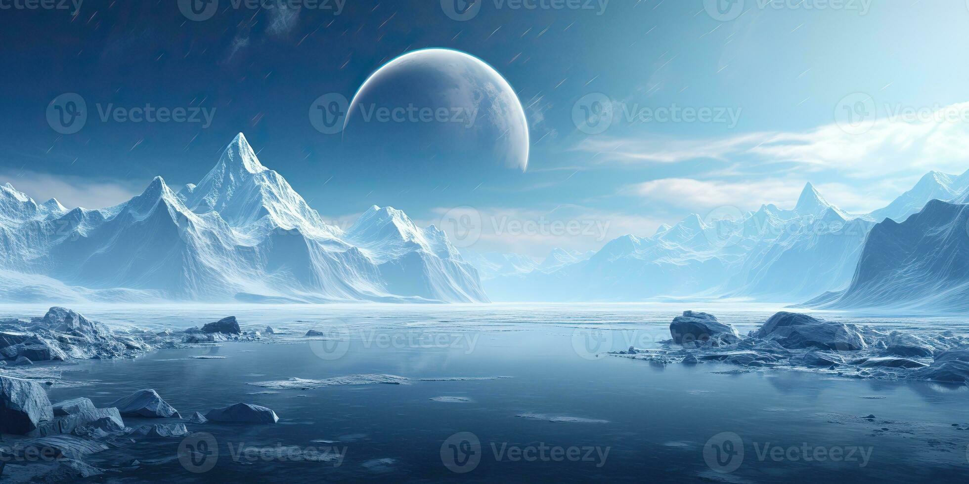 AI Generated. AI Generative. Winter ice snow frozen lake nature outdoor ...