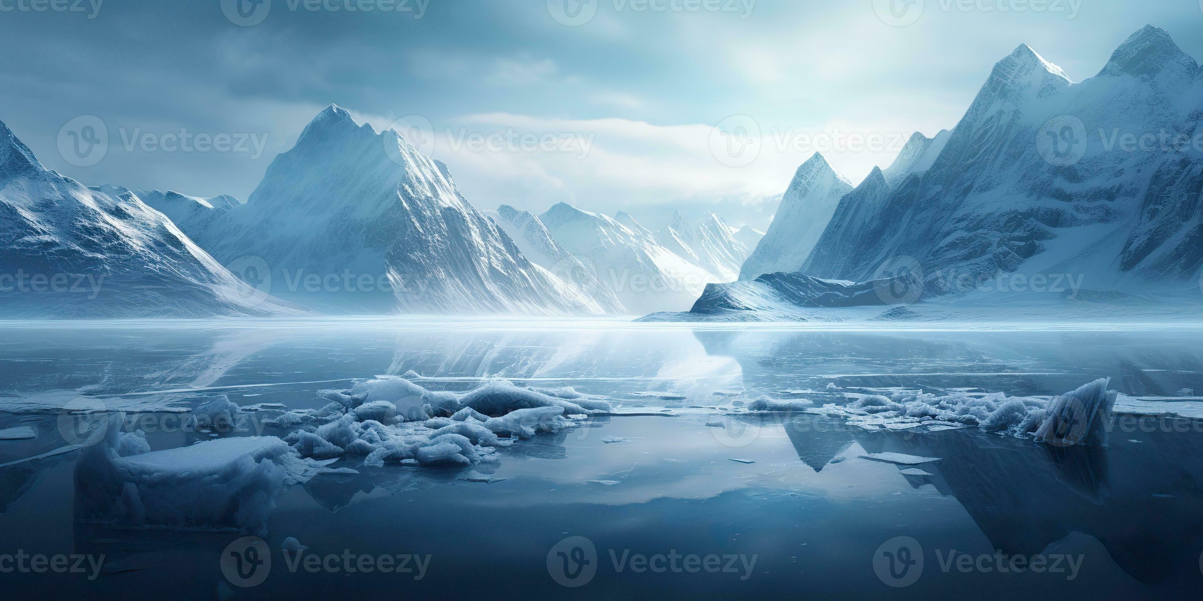 AI Generated. AI Generative. Winter ice snow frozen lake nature outdoor ...