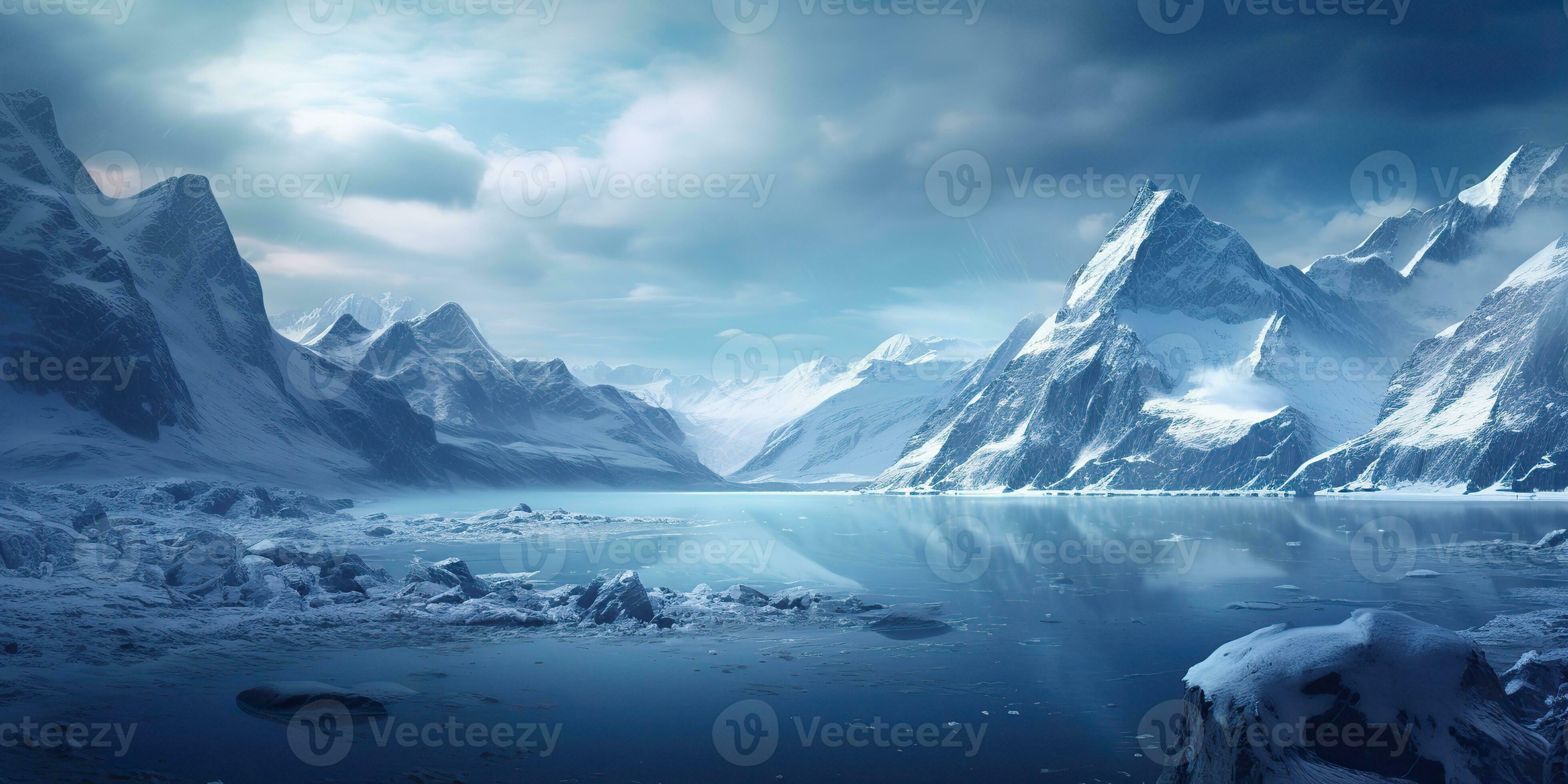 AI Generated. AI Generative. Winter ice snow frozen lake nature outdoor ...