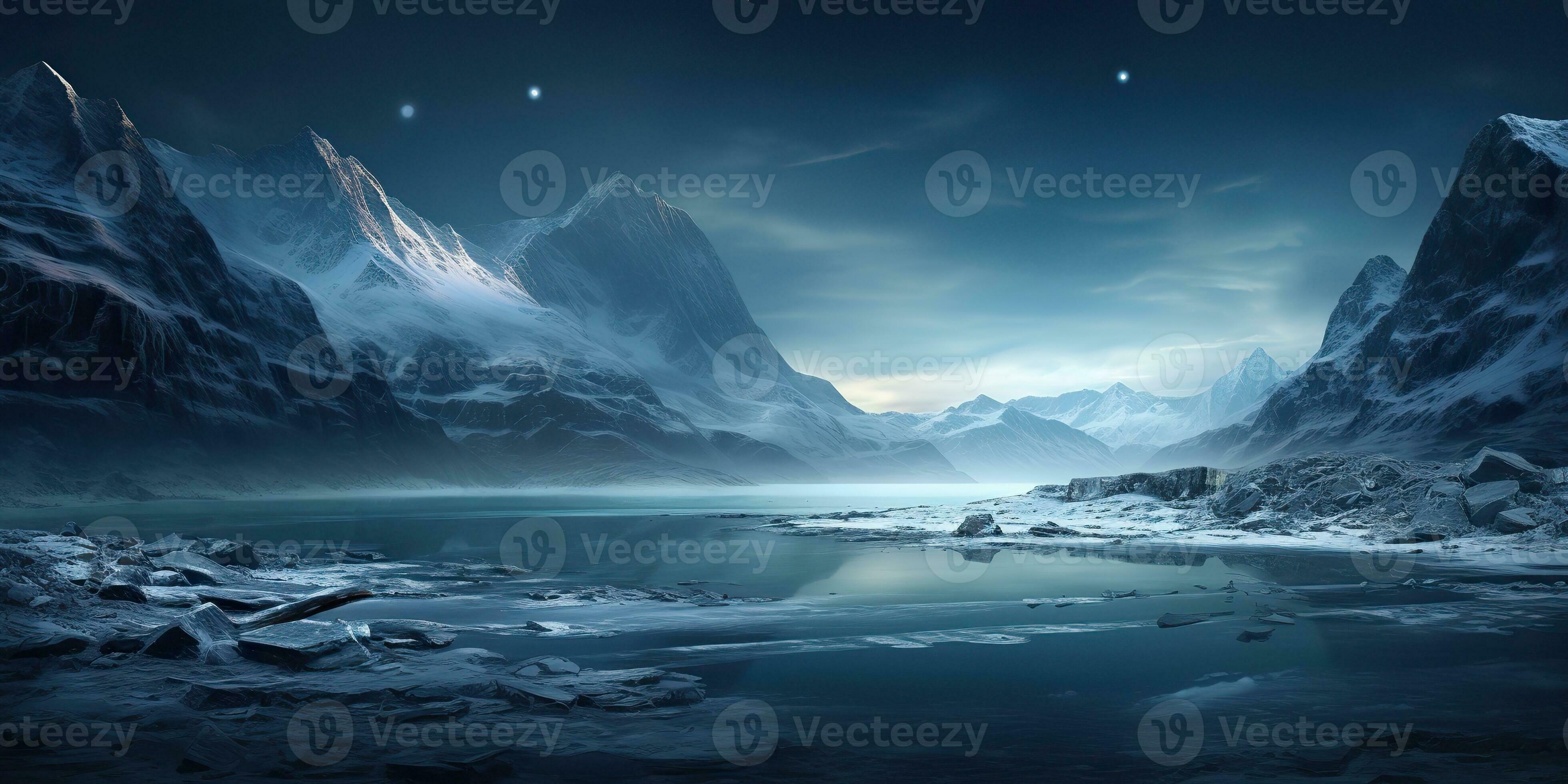 AI Generated. AI Generative. Winter ice snow frozen lake nature outdoor ...