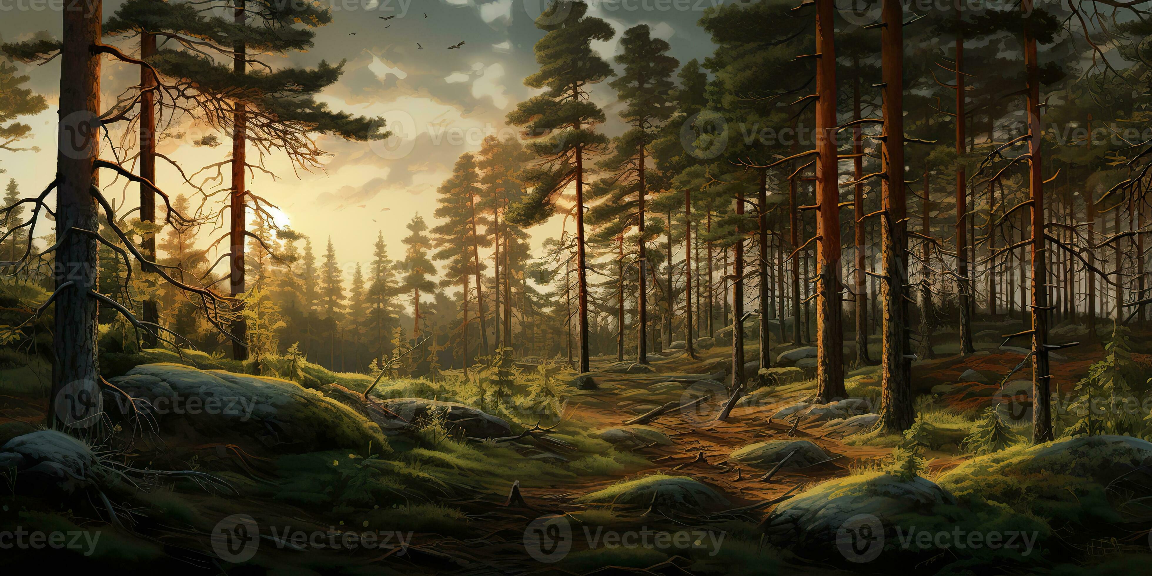 AI Generated. AI Generative. Pine forest outdoor nature landscape ...