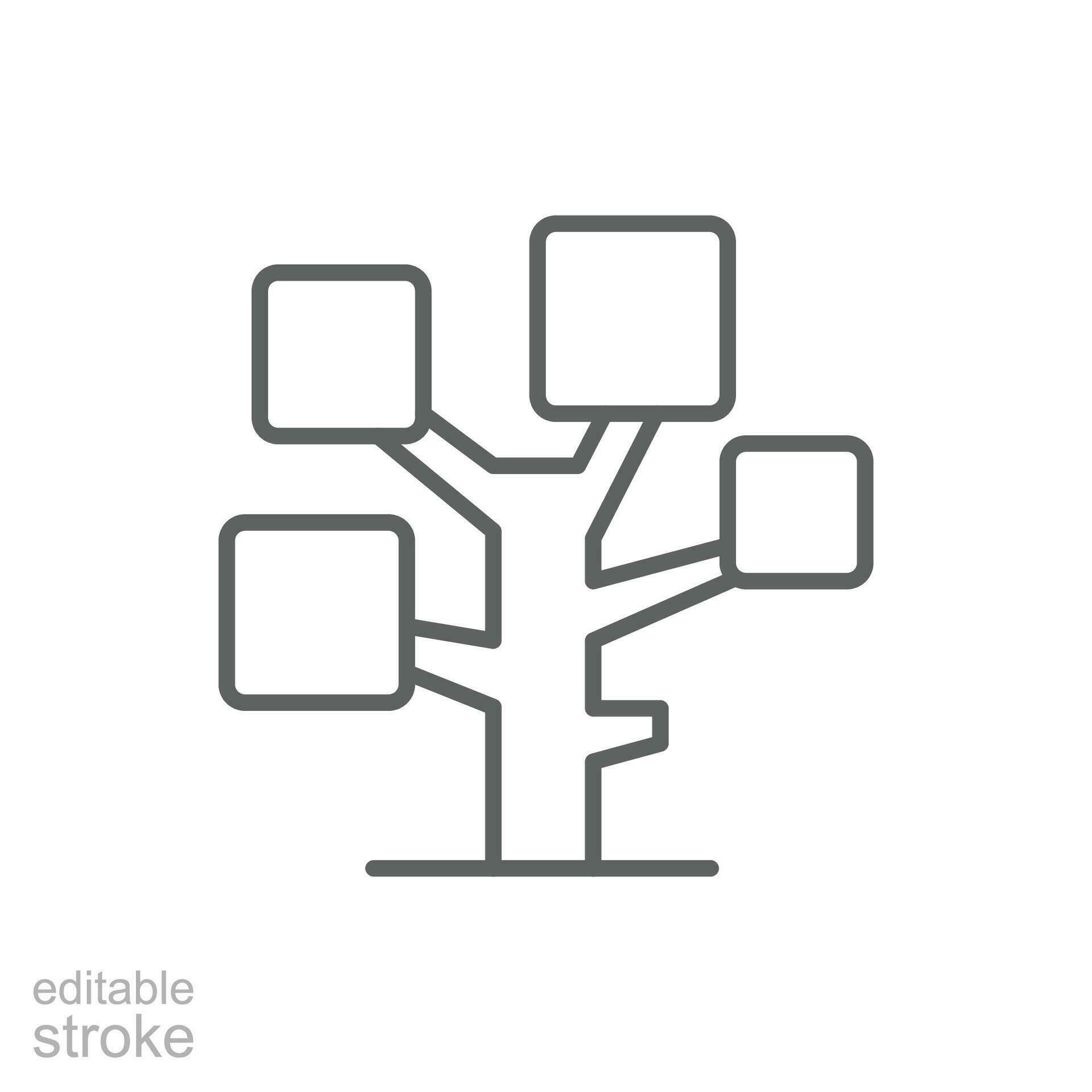 Tree icon. Simple outline style. Forest plant, trunk. leaf, branching ...