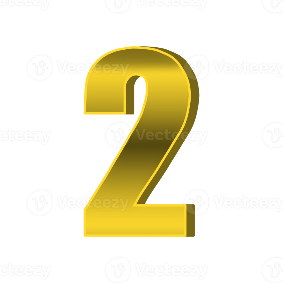 Gold Number 2 with transparent background. 31426527 PNG