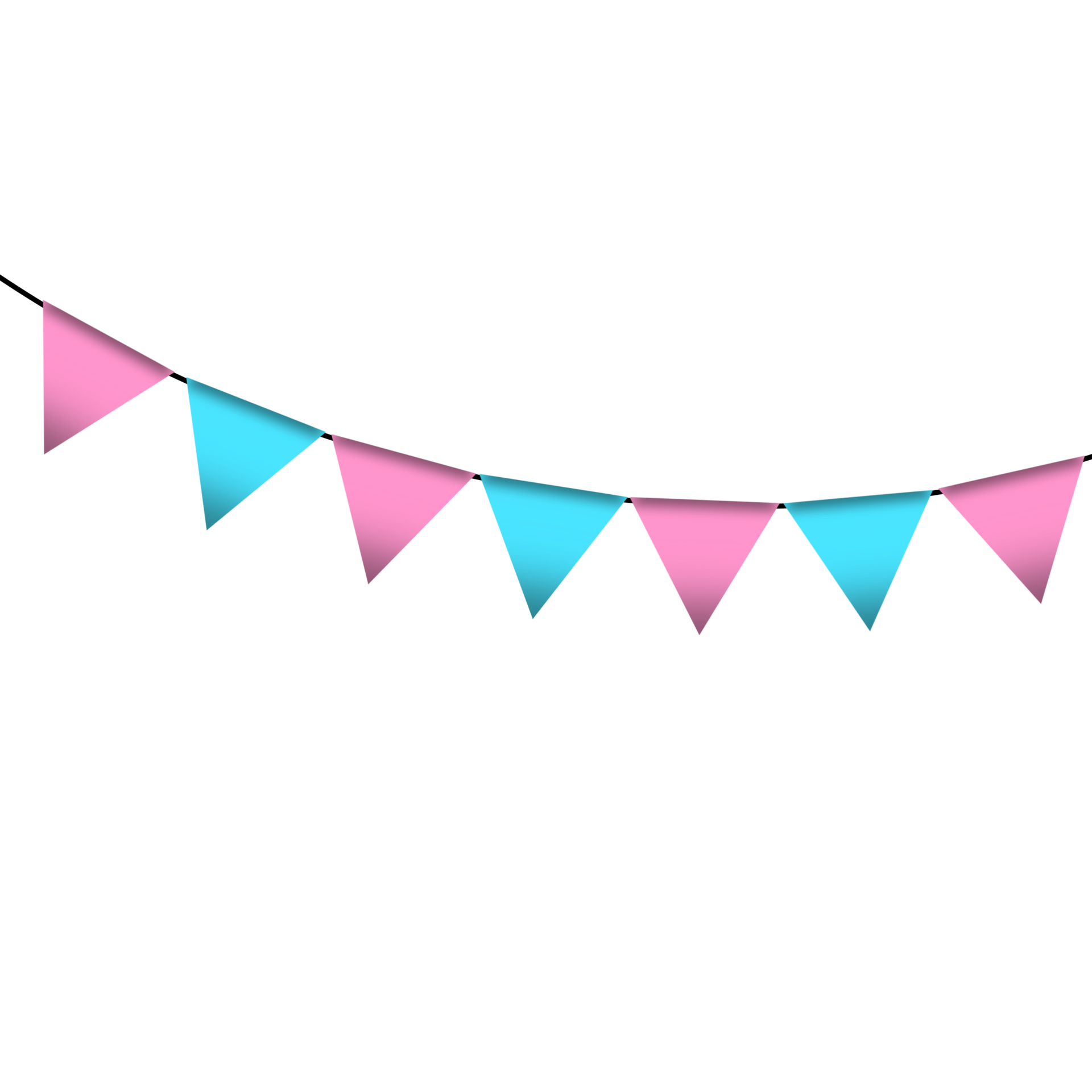 Pink and light blue colour bunting pennants image with transparent ...