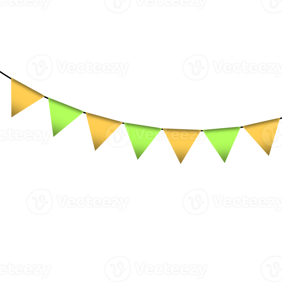 Green and yellow colour bunting pennants image with transparent ...