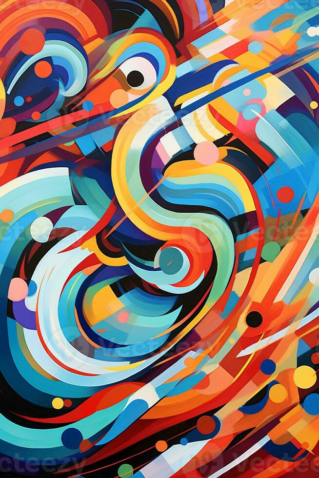 An Abstract Composition Featuring Colorful Waves And Shapes Symbolizing The Pulsating Beats And